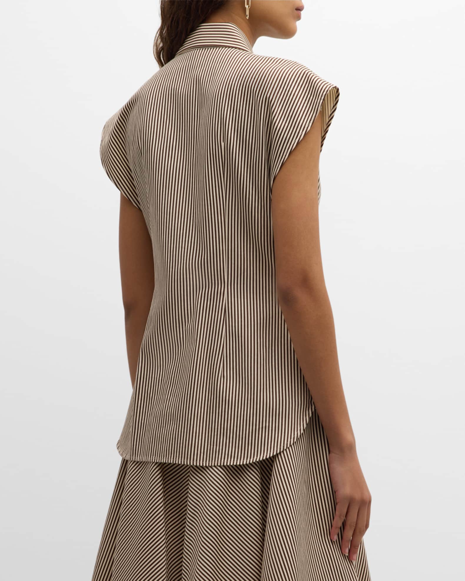 Brandon Maxwell The Gabi Button-Front Shirt with Pleated Shoulder ...