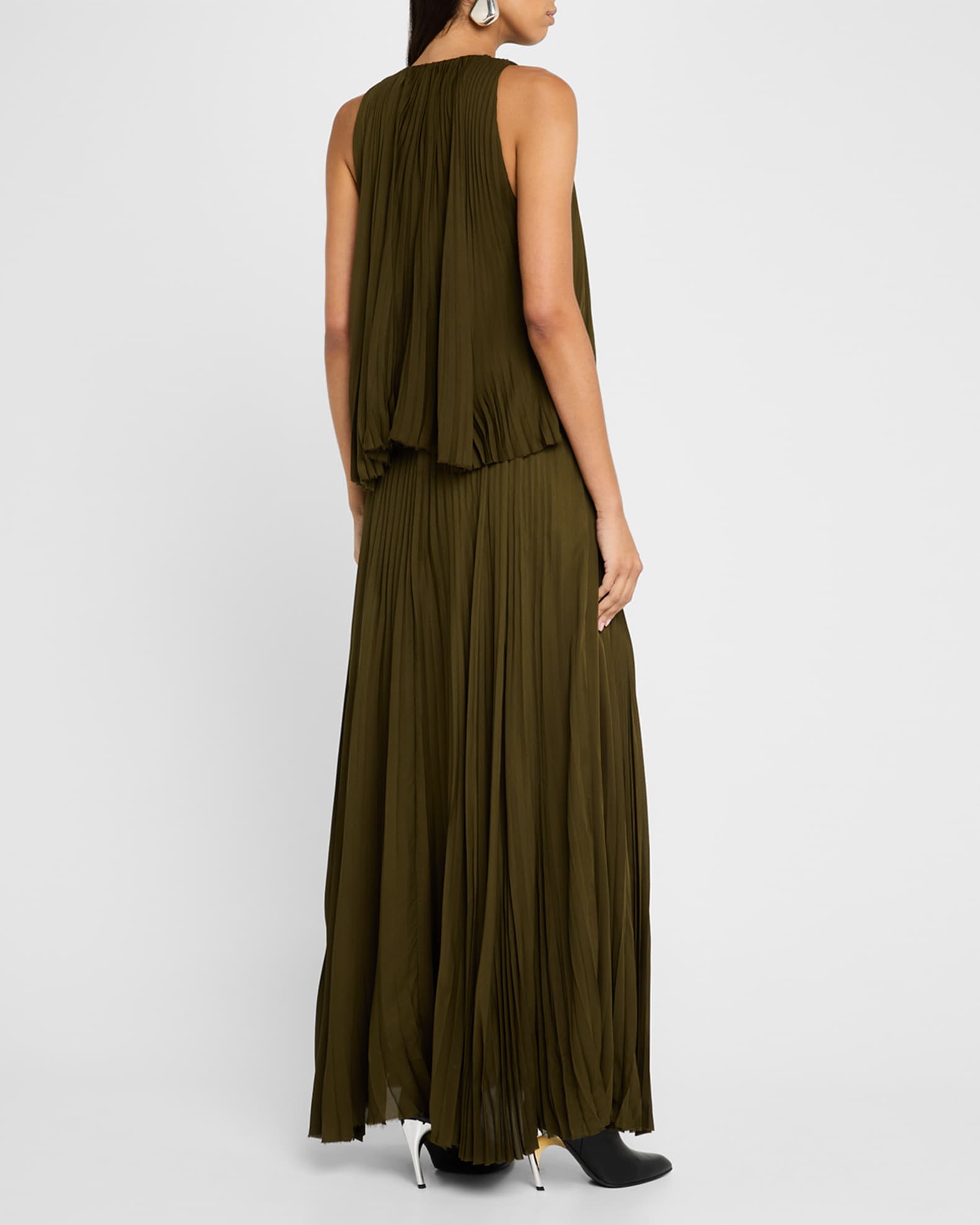 Brandon Maxwell The Hallett Pleated Two-Tiered Dress | Neiman Marcus