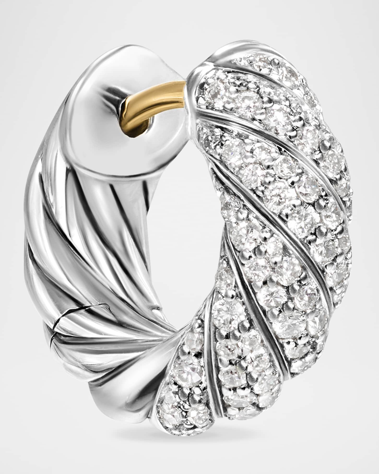 David Yurman Sculpted Cable Huggie Hoop Earrings in Silver, 14.4mm ...