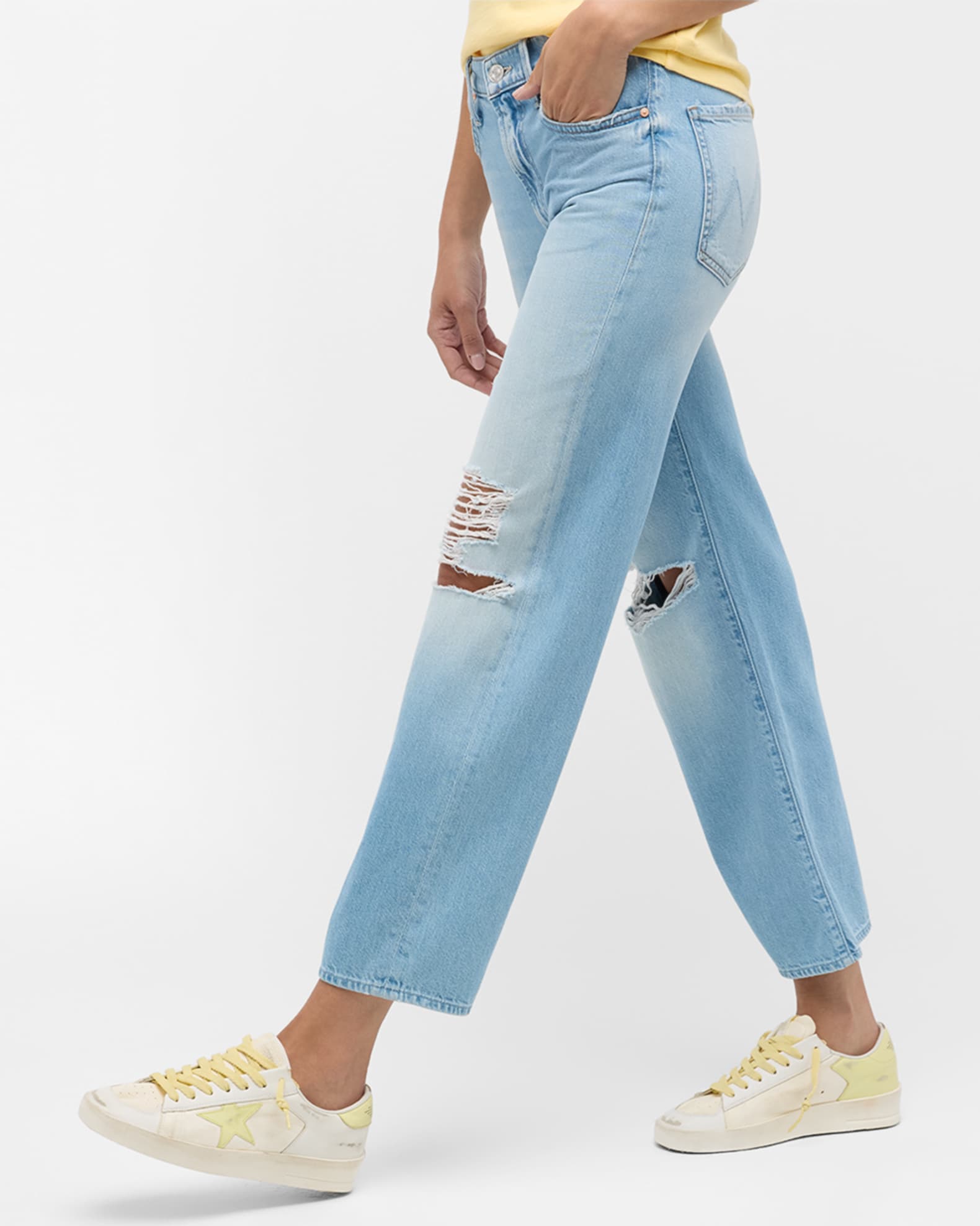 MOTHER The Mid-Rise Rambler Zip Flood Jeans | Neiman Marcus
