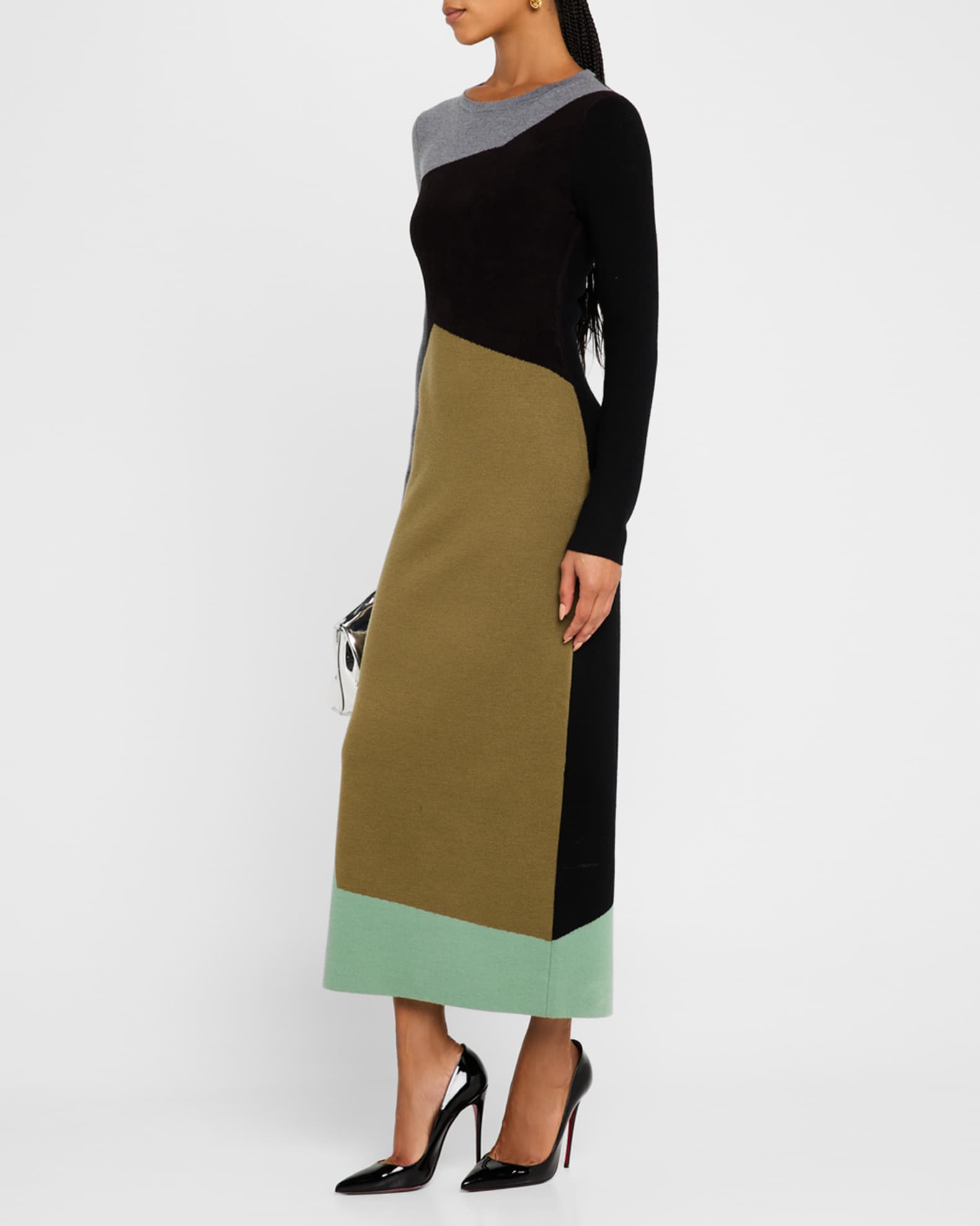 ZANKOV Miki Colorblock Knit Long-Sleeve Maxi Dress | Neiman Marcus