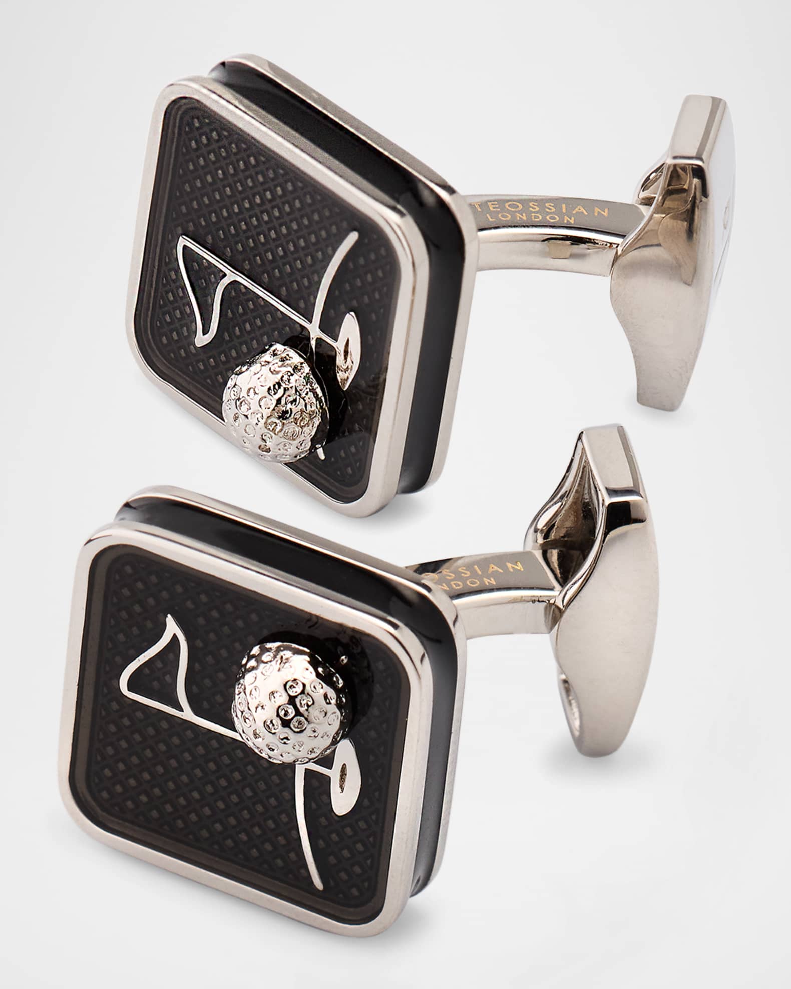 Tateossian Men's Sports Ice Golf Cufflinks in Palladium Plated with ...