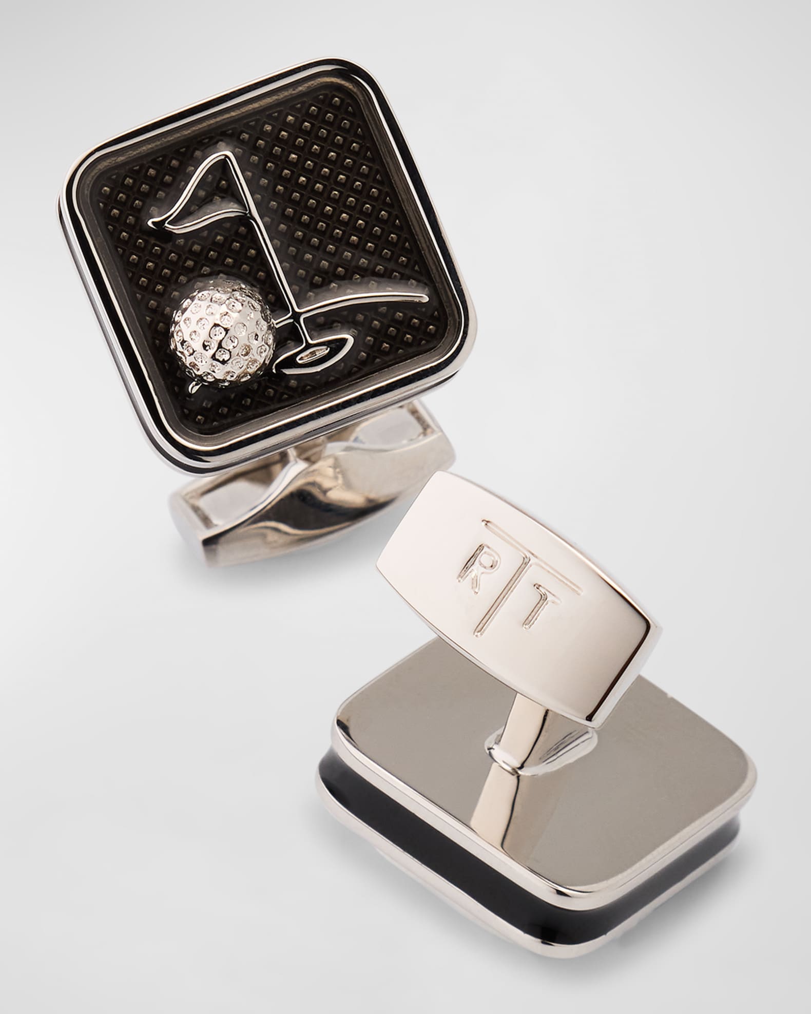 Tateossian Men's Sports Ice Golf Cufflinks in Palladium Plated with ...