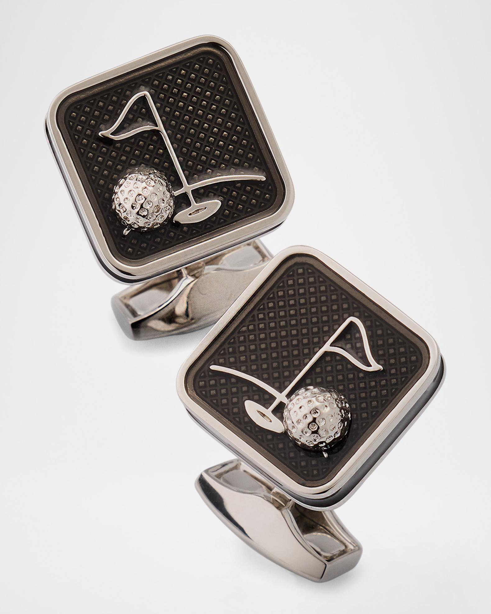 Tateossian Men's Sports Ice Golf Cufflinks in Palladium Plated with ...