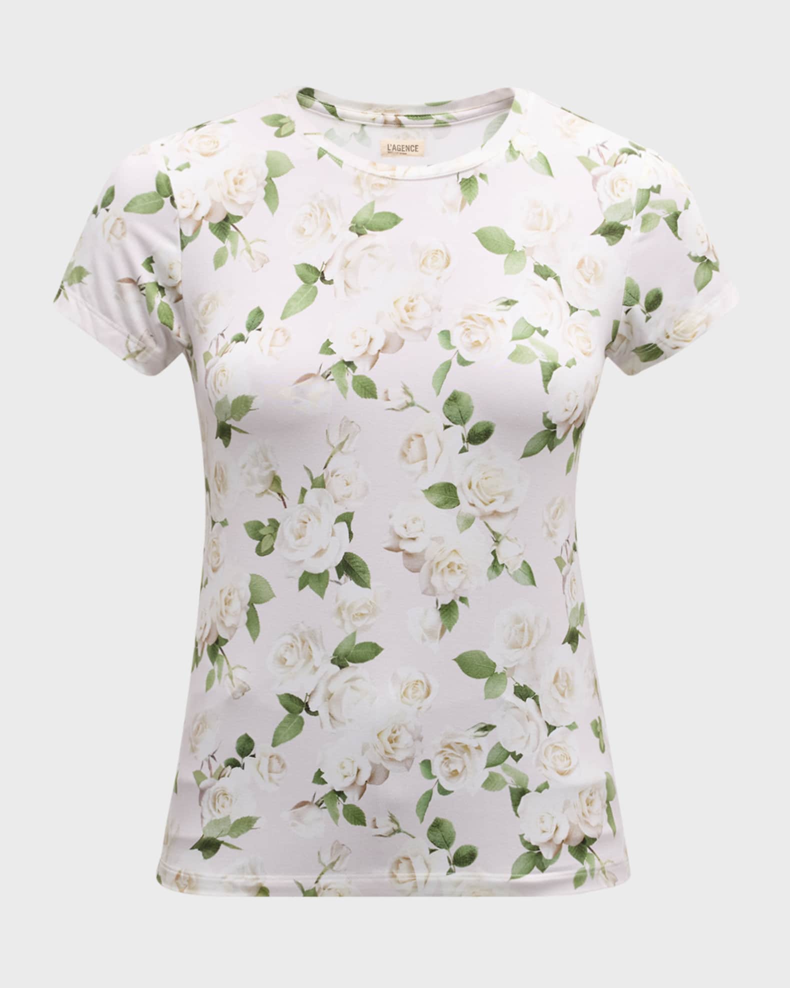 L'Agence Ressi Short-Sleeve Floral Tee | Neiman Marcus
