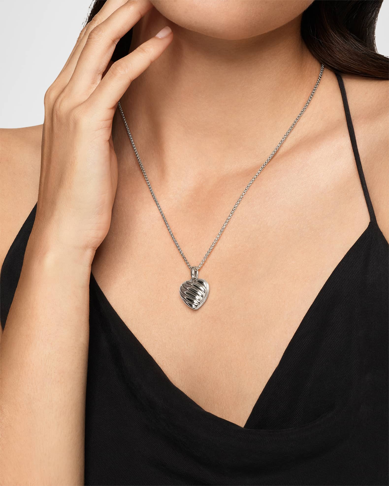 David Yurman Sculpted Cable Heart Locket in Silver | Neiman Marcus
