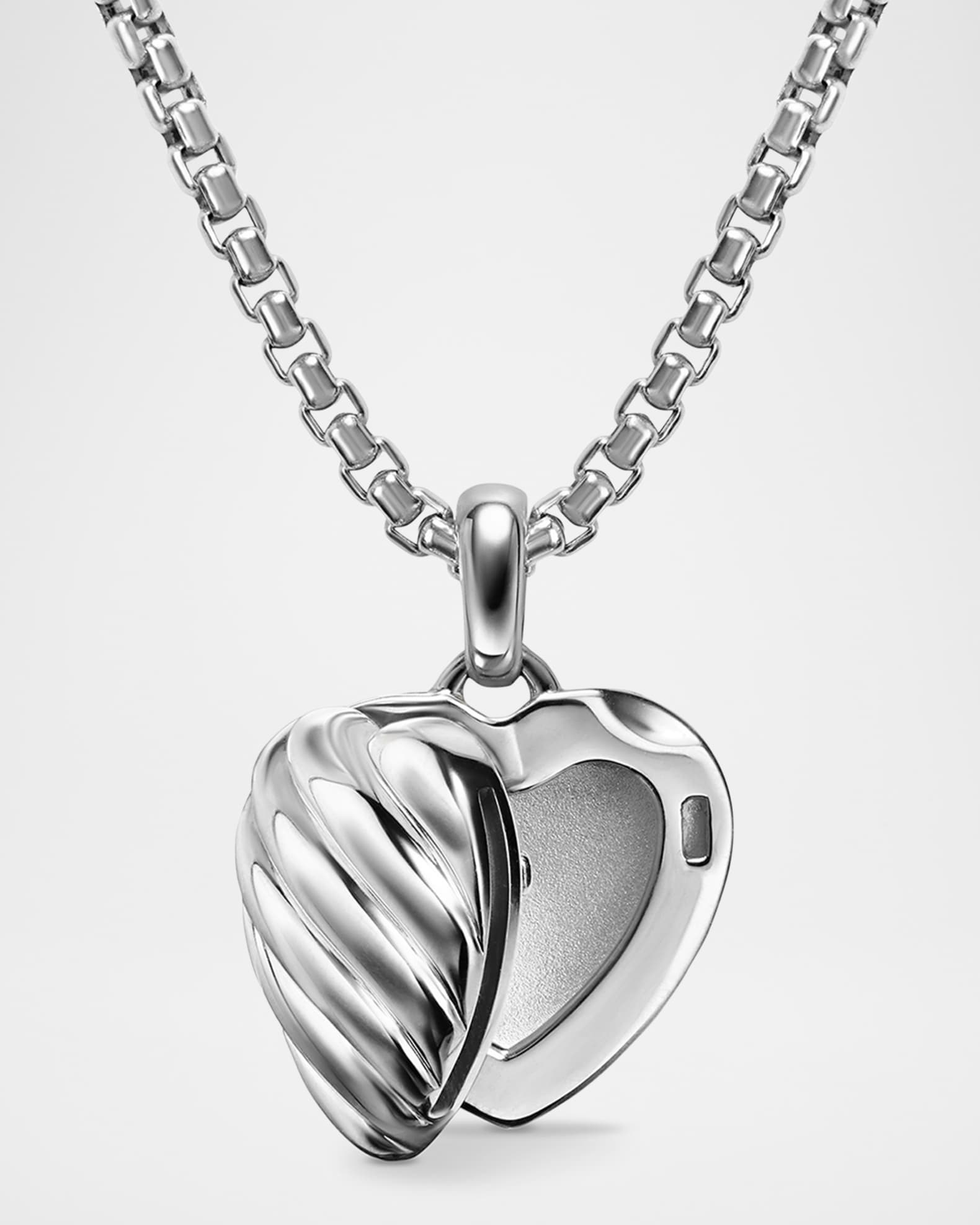 David Yurman Sculpted Cable Heart Locket in Silver | Neiman Marcus