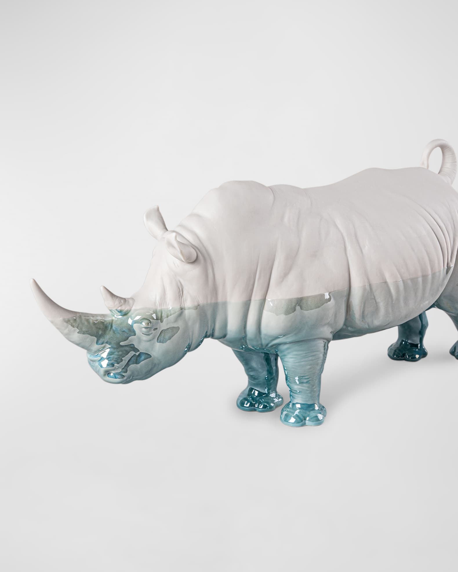 Lladro White Rhino Underwater Sculpture | Neiman Marcus