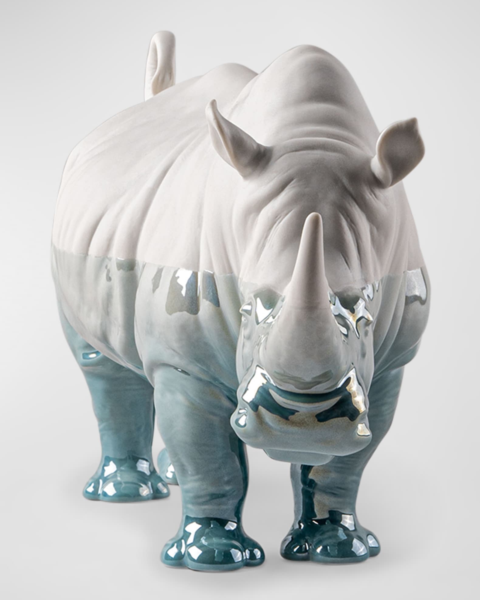 Lladro White Rhino Underwater Sculpture | Neiman Marcus