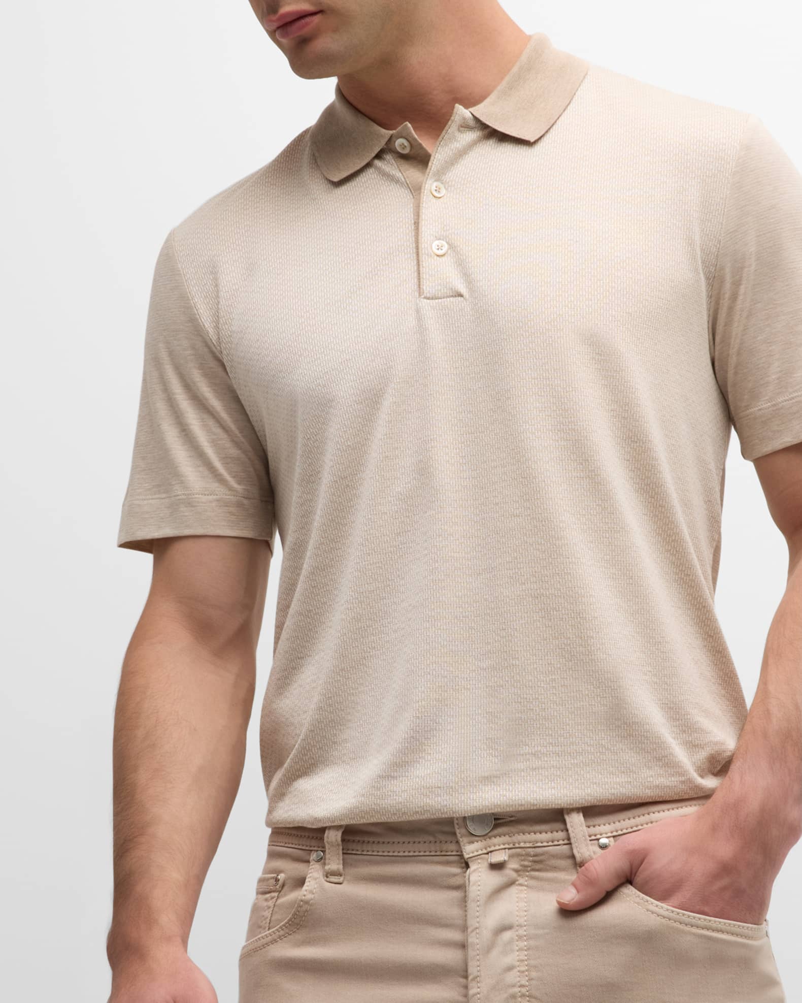 BOSS Camel Men's Structured Cotton Silk Short-Sleeve Polo Shirt ...
