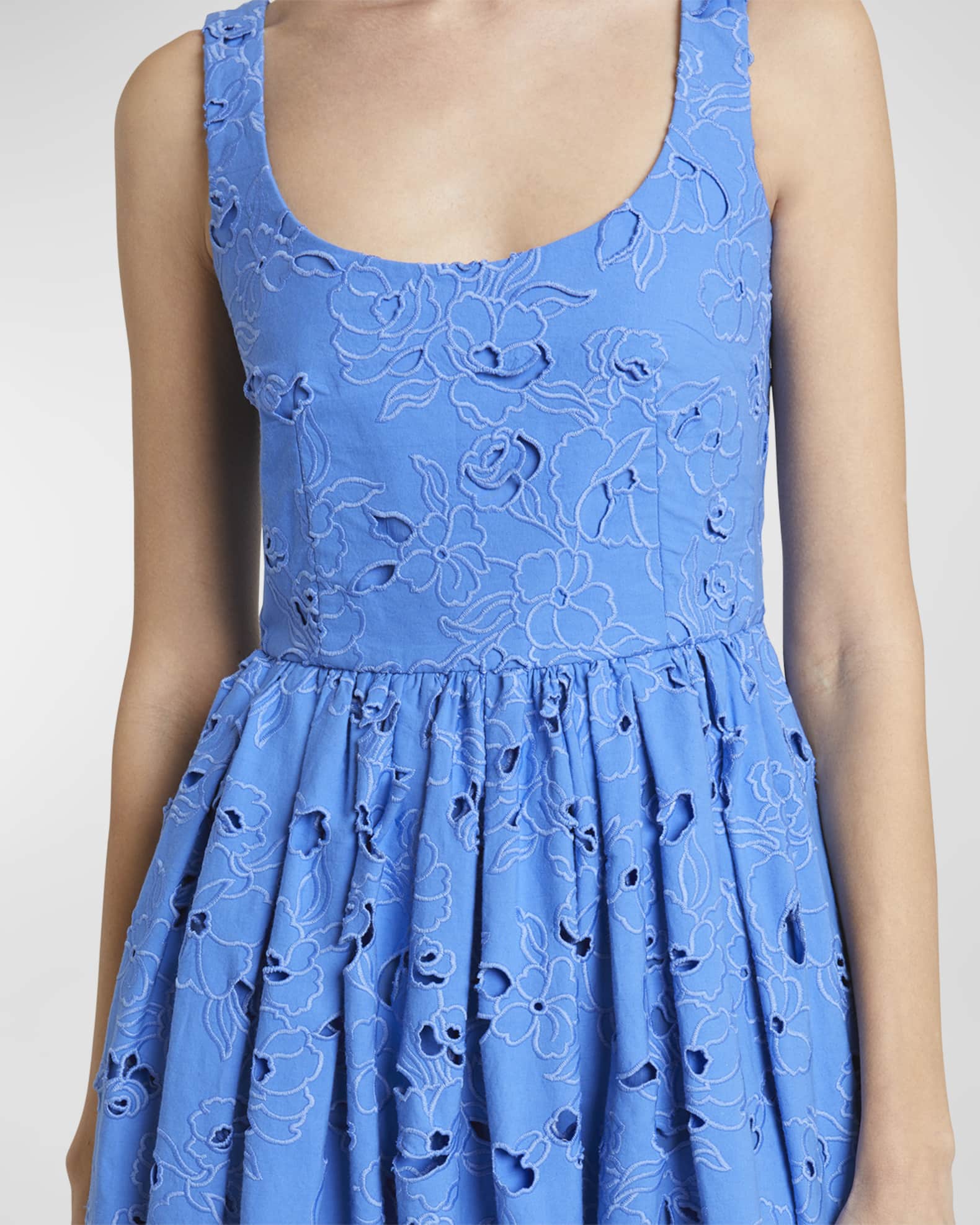 Erdem Embroidered Cutwork Sleeveless Fit & Flare Midi Dress | Neiman Marcus