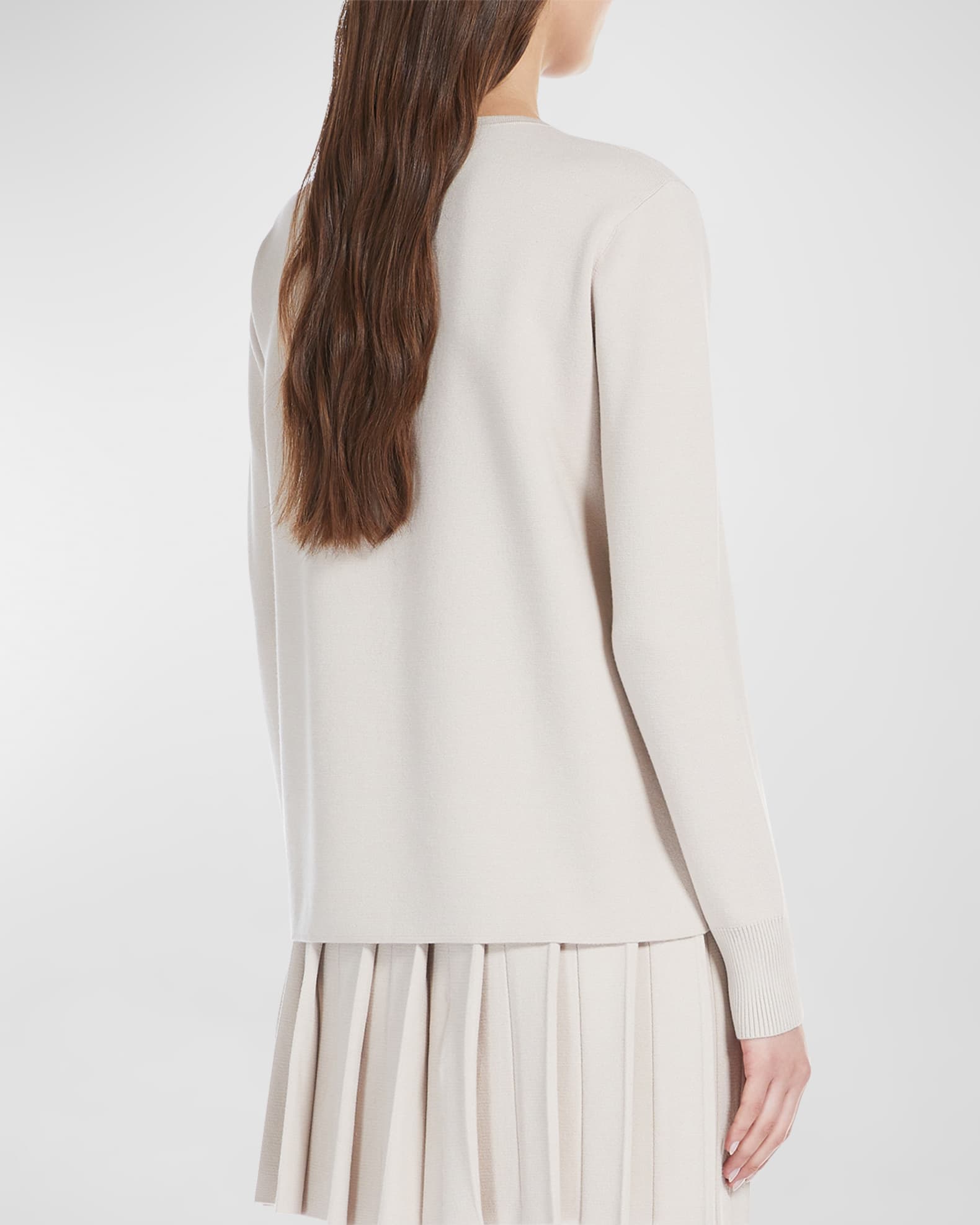 Max Mara Studio Poker Long-Sleeve Crewneck Shirt | Neiman Marcus