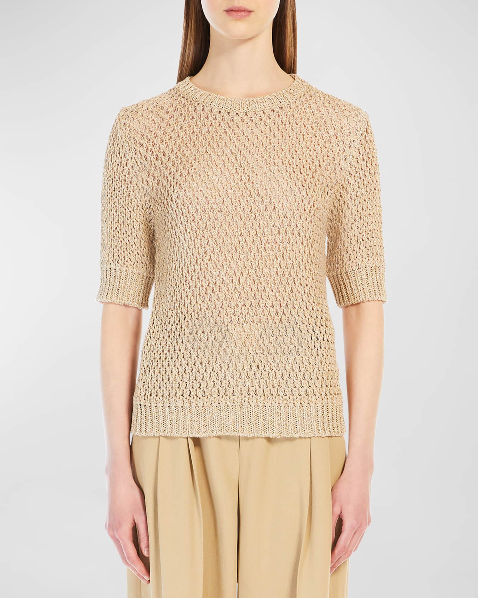 Max Mara Studio Fasto Knit Elbow-Sleeve Pullover | Neiman Marcus