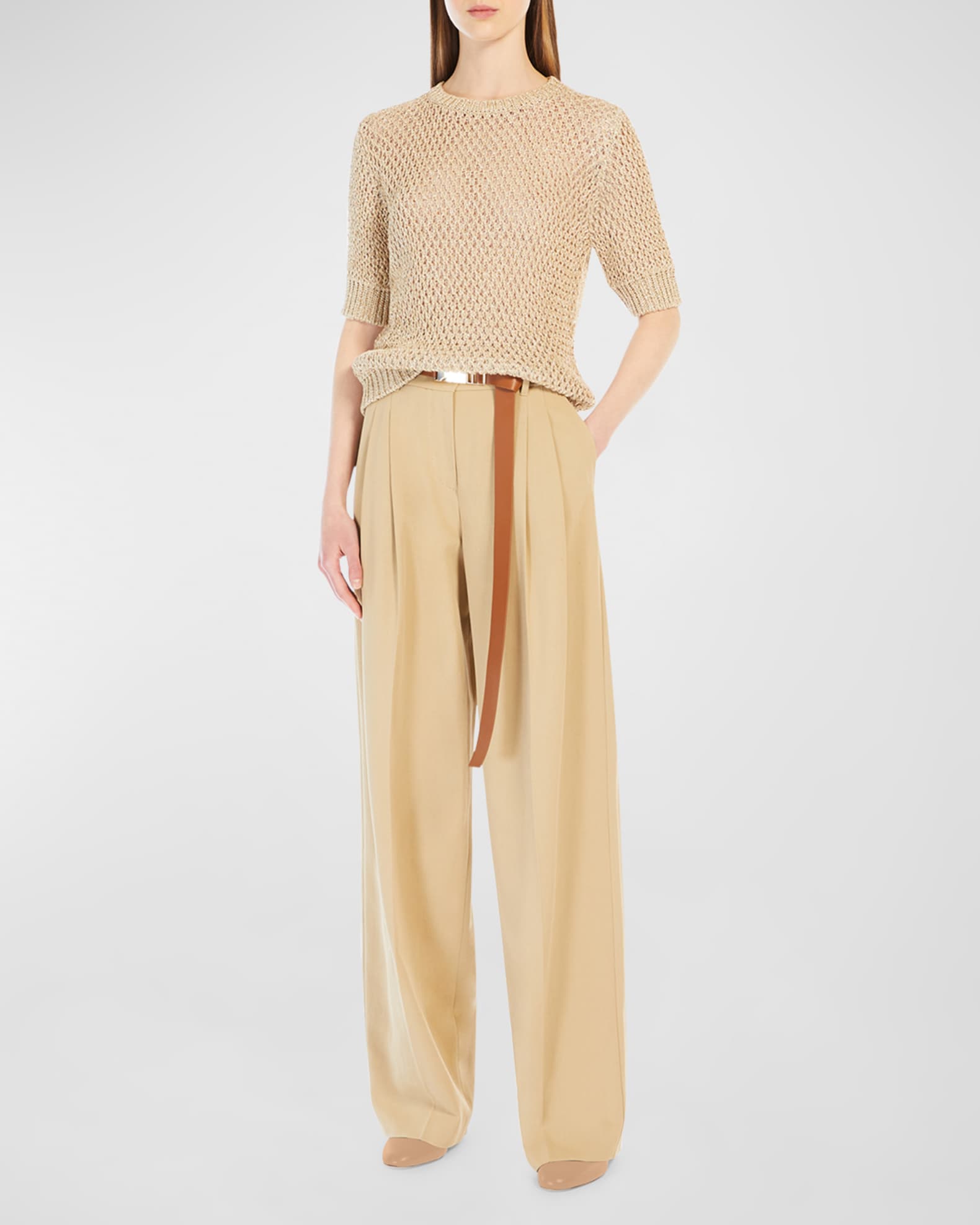 Max Mara Studio Fasto Knit Elbow-Sleeve Pullover | Neiman Marcus