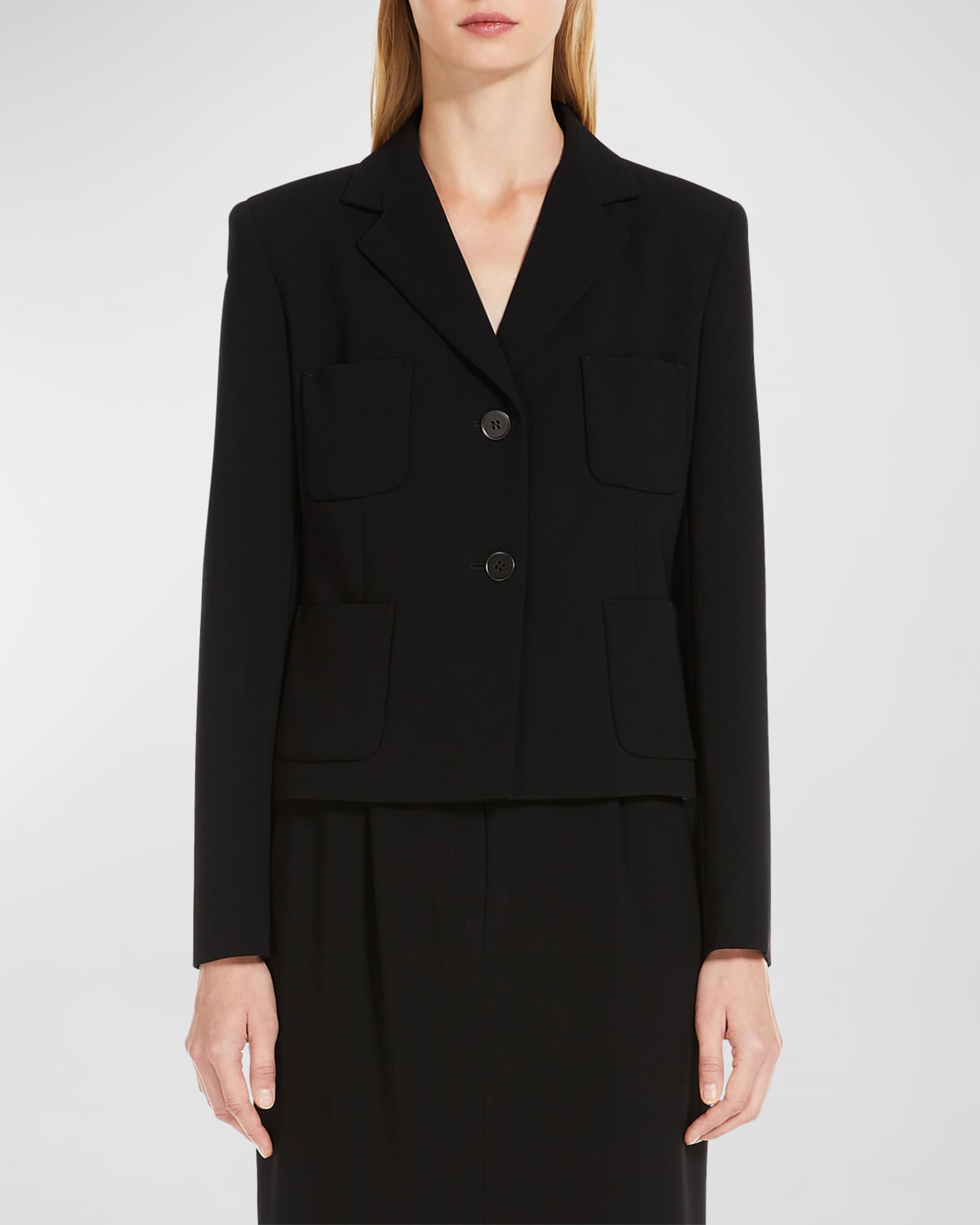 Max Mara Studio Alpino Single-Breasted Patch Pocket Jacket | Neiman Marcus