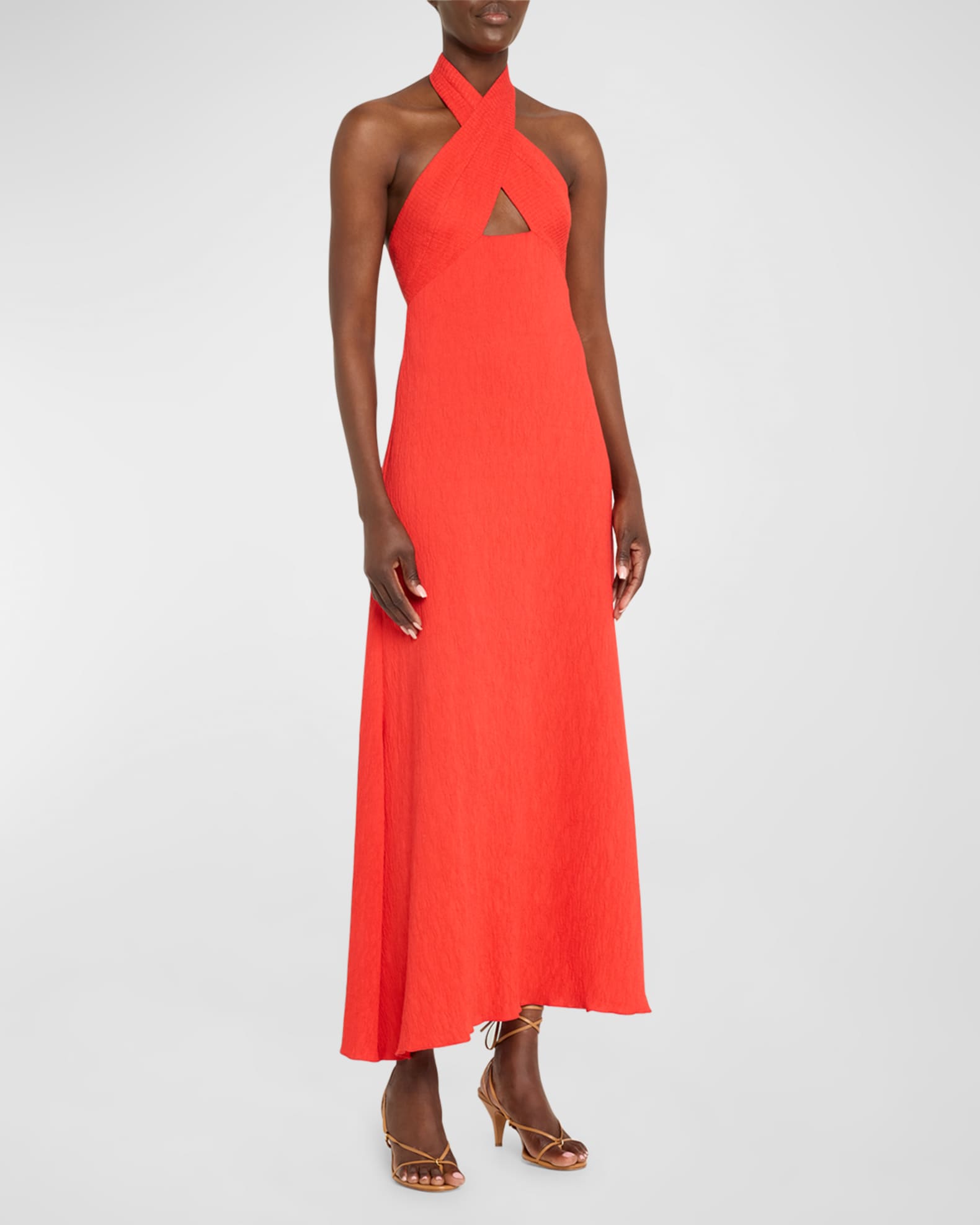 Johanna Ortiz Light Heart Crinkle Crossover Halter Dress | Neiman Marcus