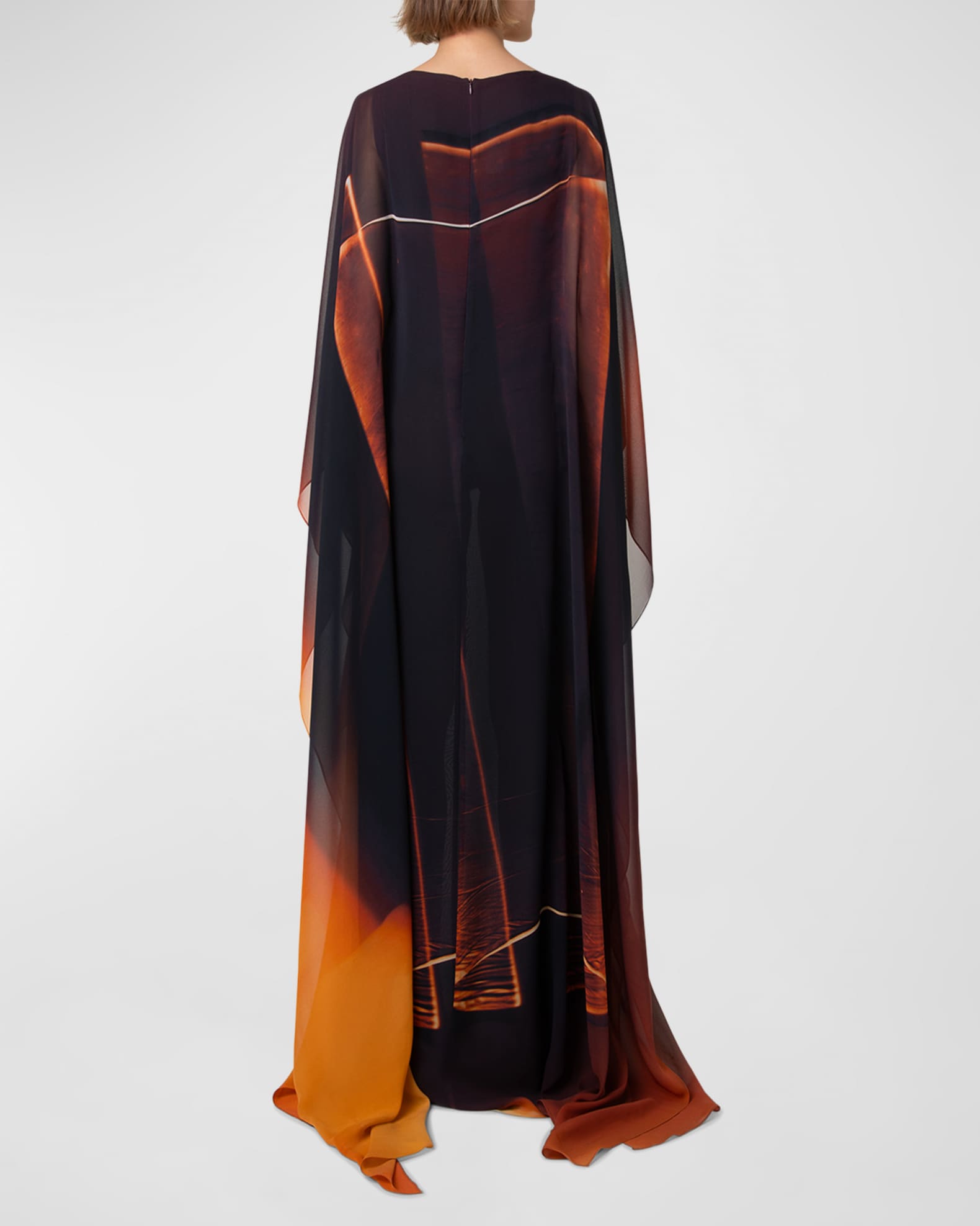 Akris Silk Georgette Tube Print Caftan Gown | Neiman Marcus