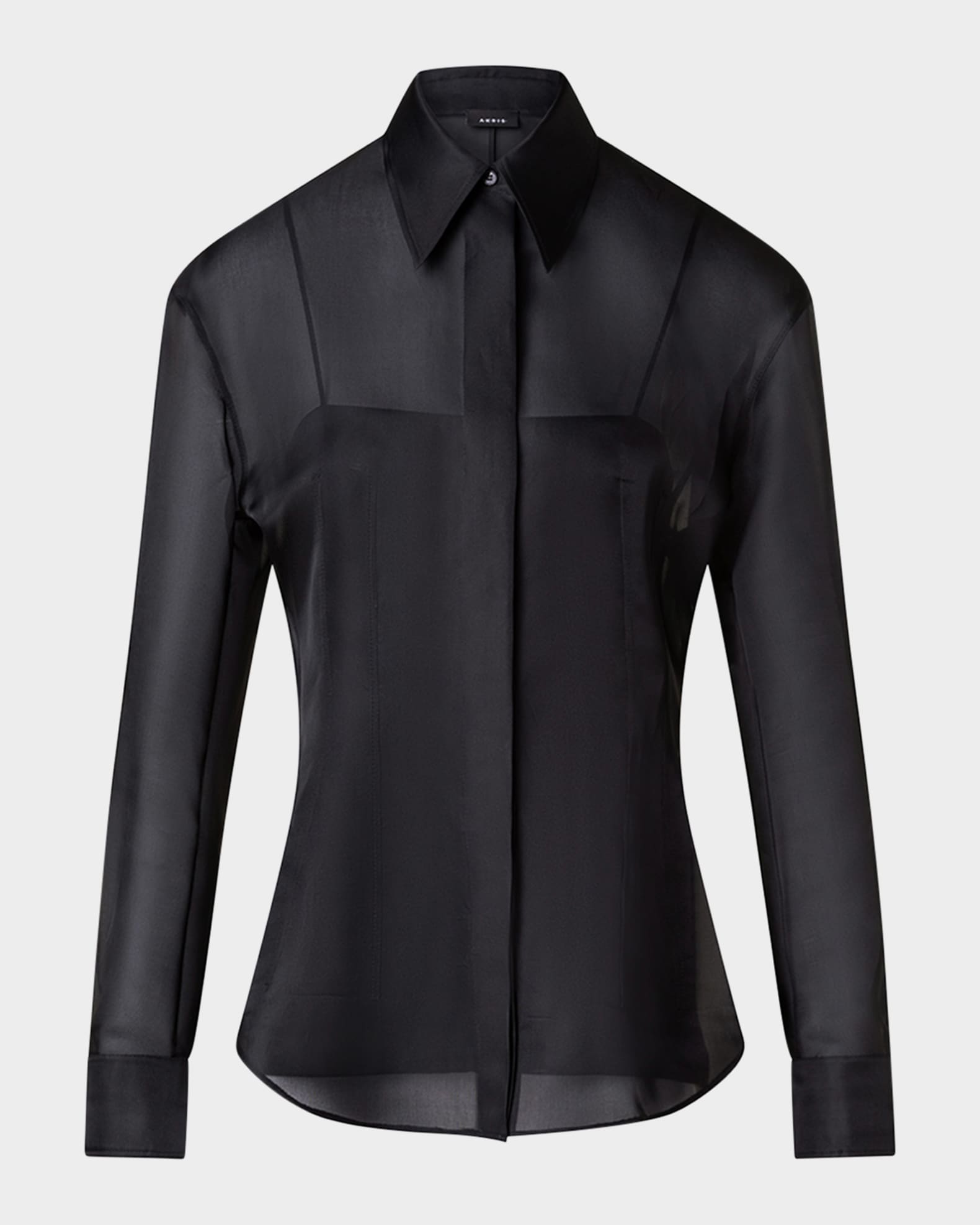 Akris Silk Organza Button-Front Blouse | Neiman Marcus