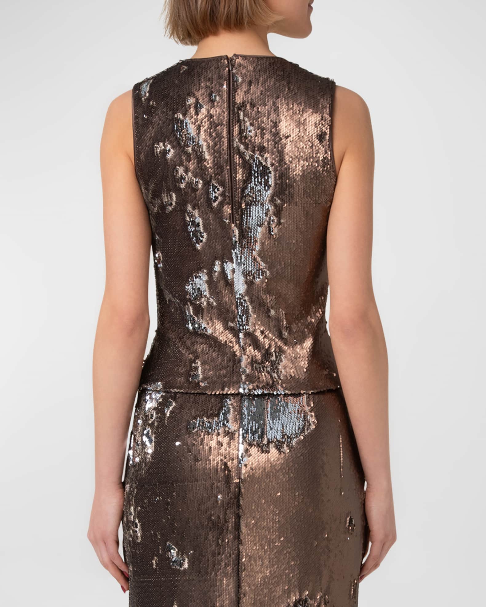 Akris Bi-Color Sequin Top | Neiman Marcus