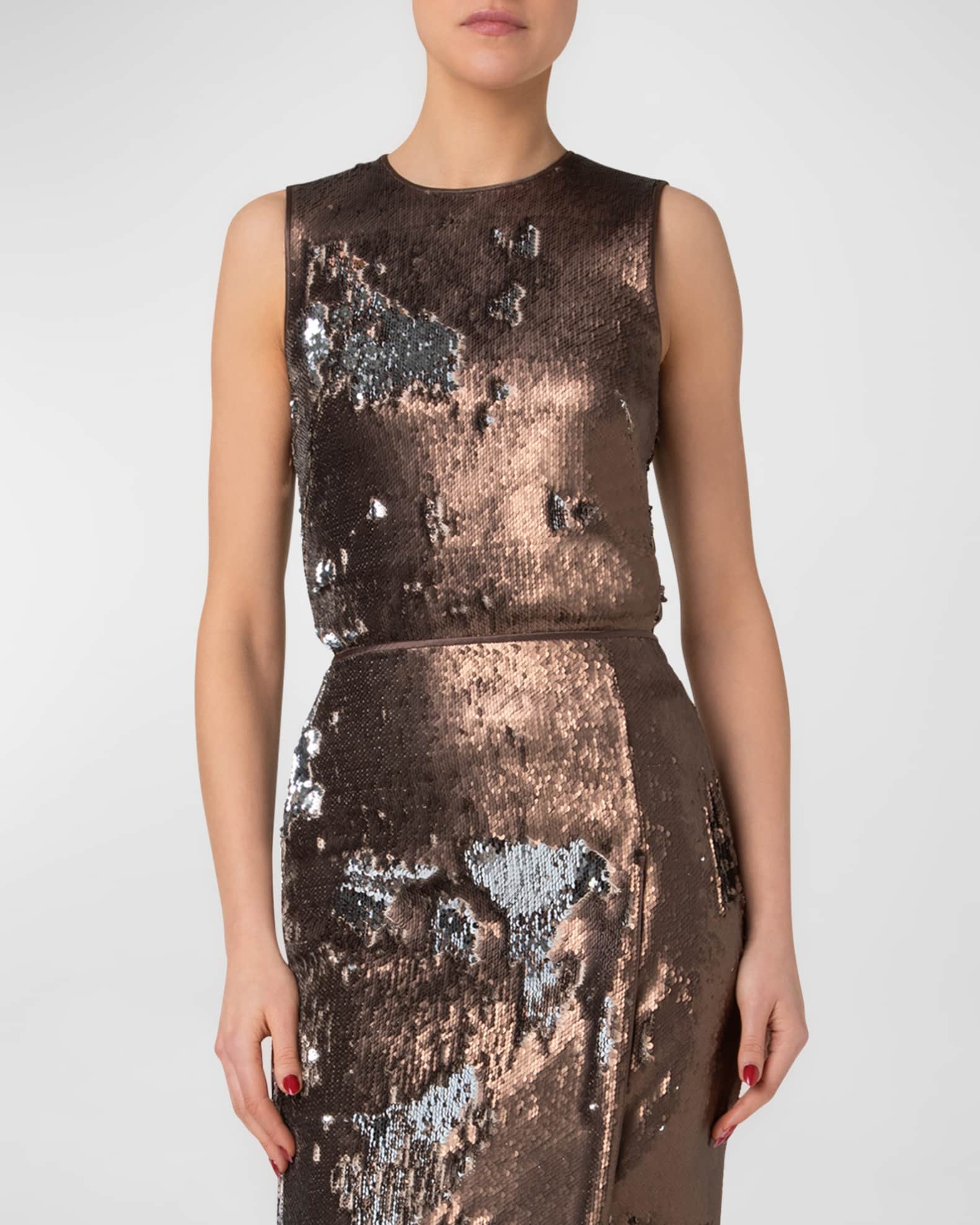 Akris Bi-Color Sequin Top | Neiman Marcus