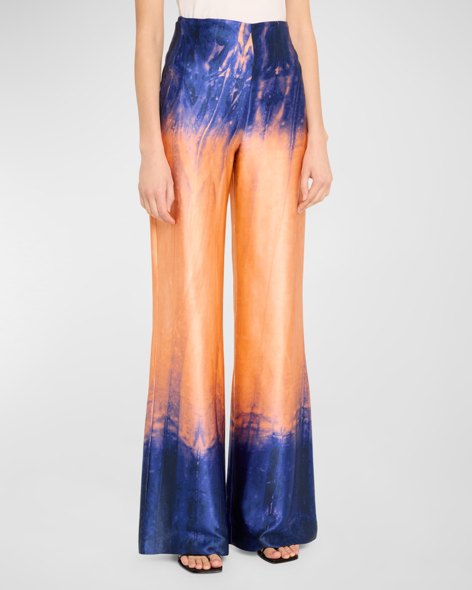 Silvia Tcherassi Andie Tie-Dye Silk Wide-Leg Pants | Neiman Marcus