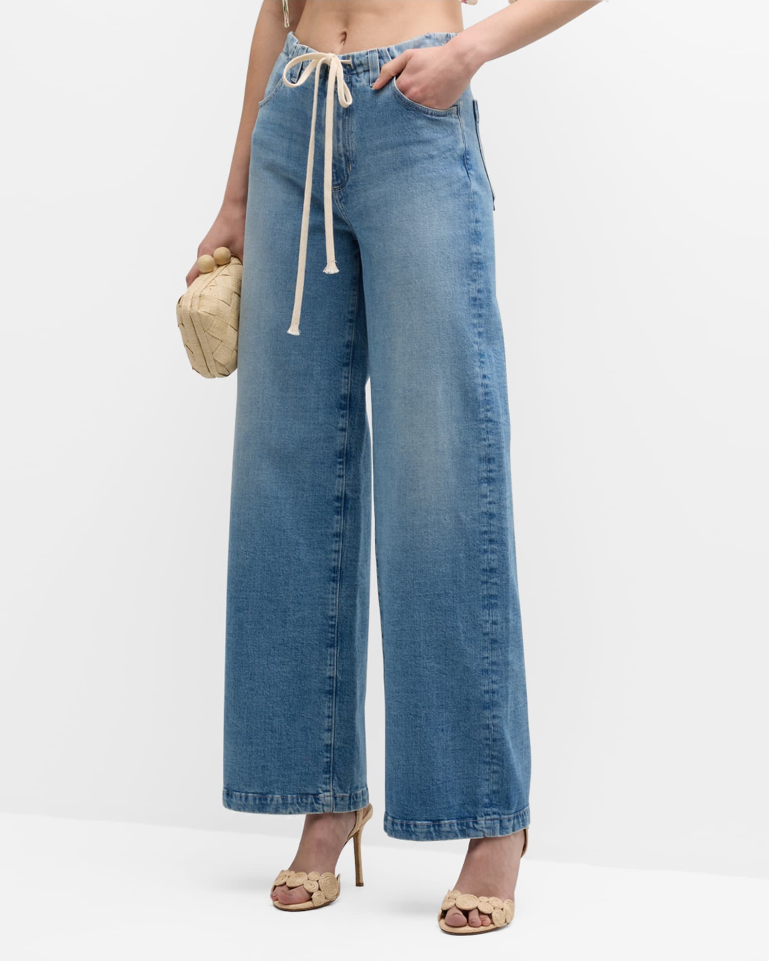 AG Jeans Stella Palazzo Cinched-Waist Jeans | Neiman Marcus