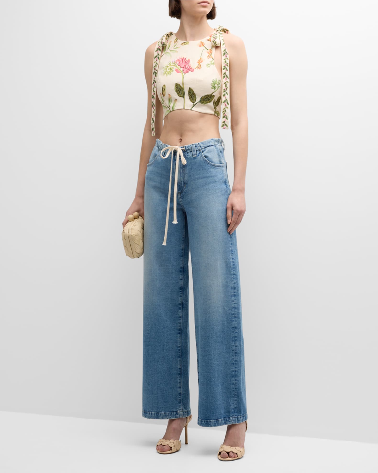 AG Jeans Stella Palazzo Cinched-Waist Jeans | Neiman Marcus