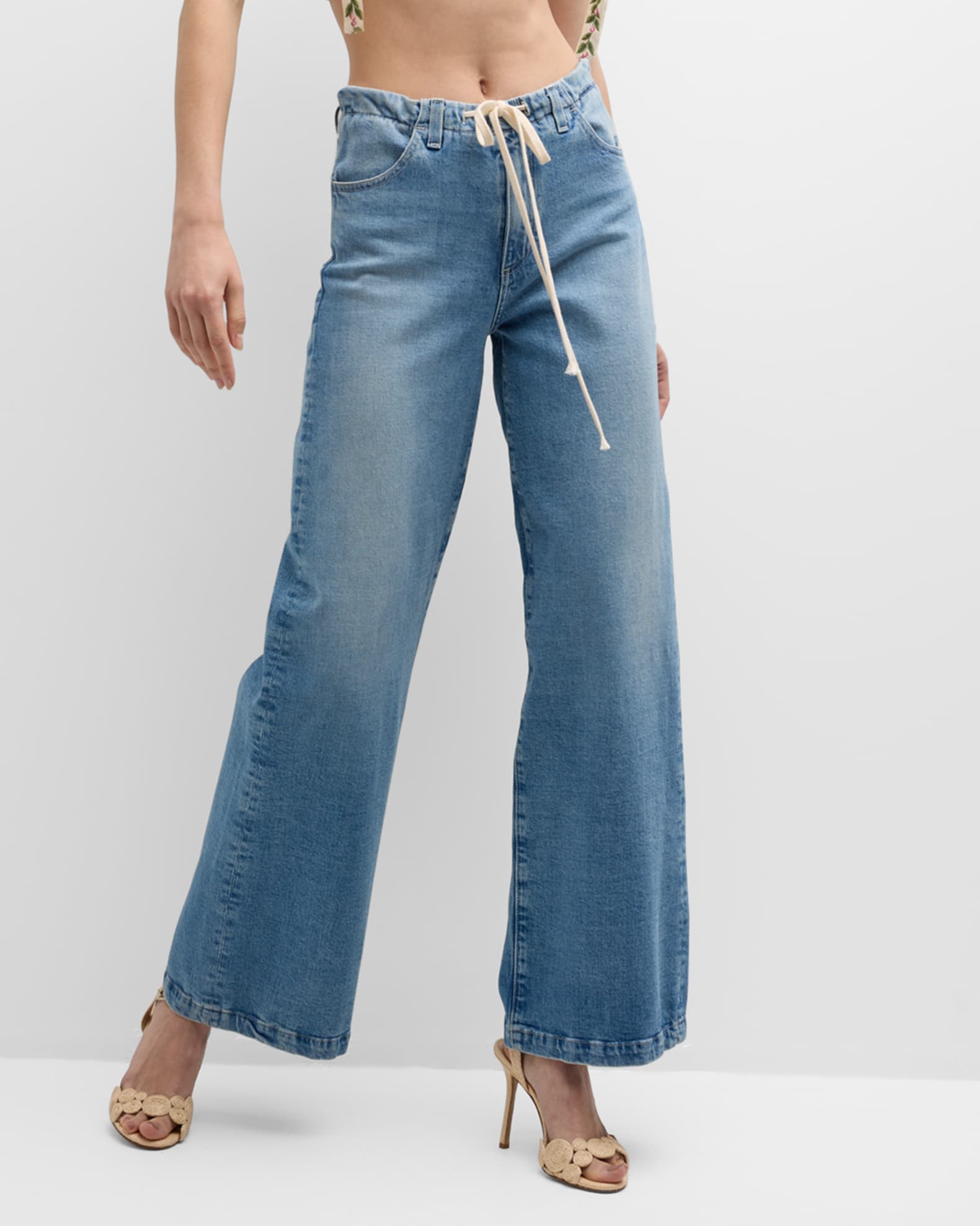 AG Jeans Stella Palazzo Cinched-Waist Jeans | Neiman Marcus