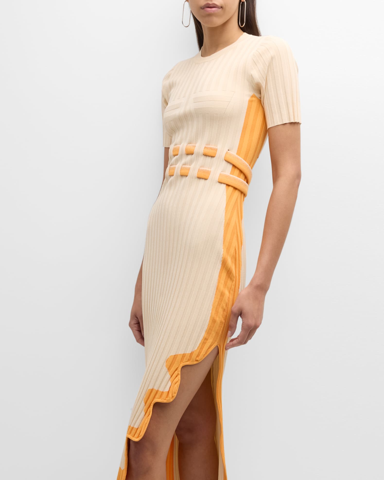 PH5 Jodie Two-Tone Pleated Asymmetric Long Dress | Neiman Marcus