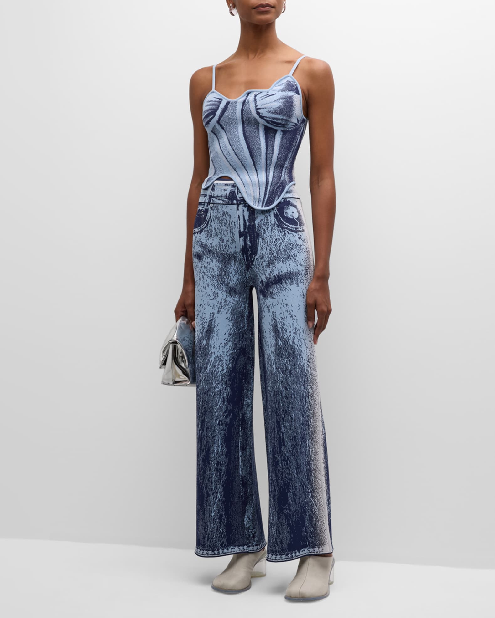 PH5 Camellia Denim-Print Tank Top | Neiman Marcus