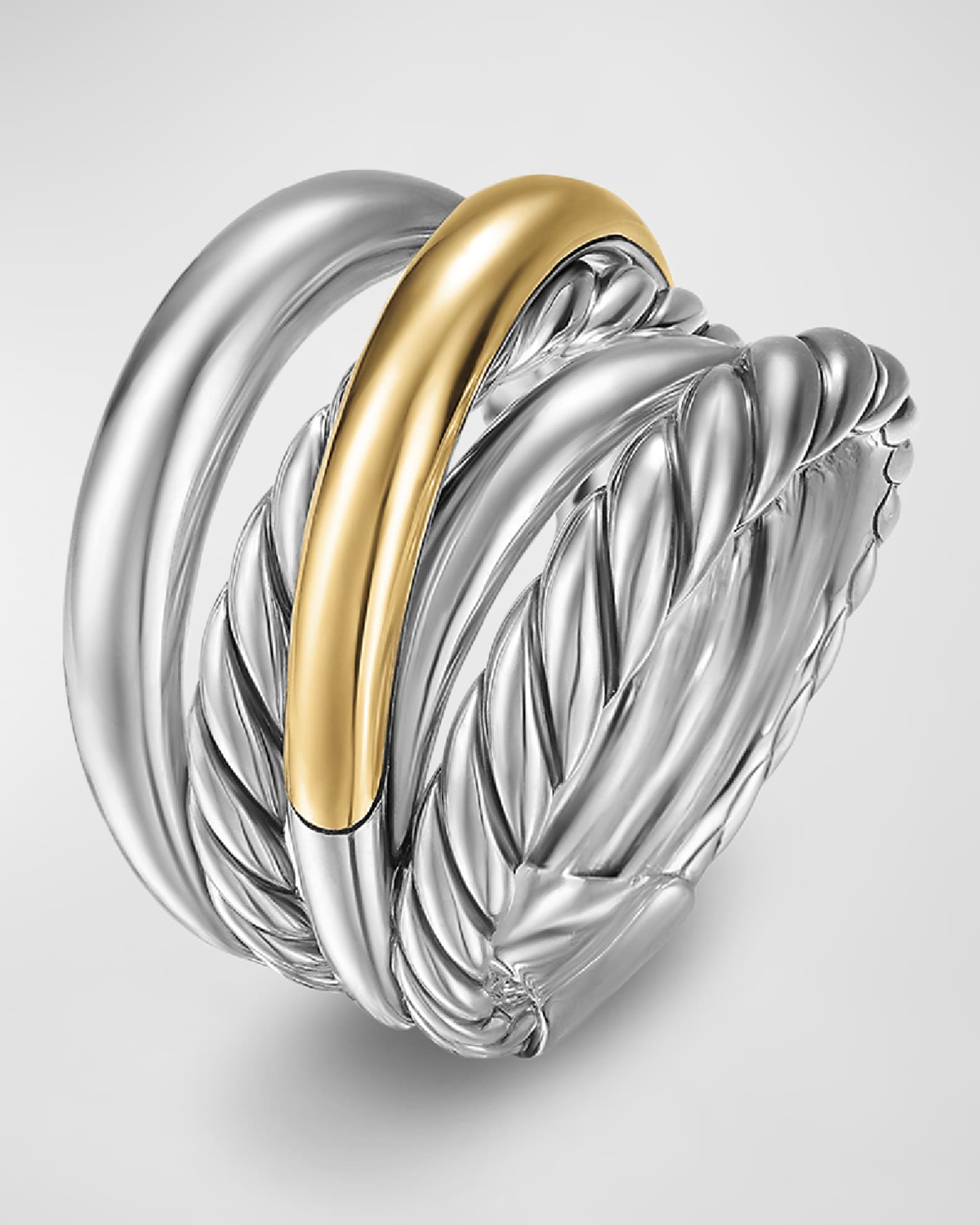 Crossover Five Row Ring in Silver with Diamonds | Neiman Marcus