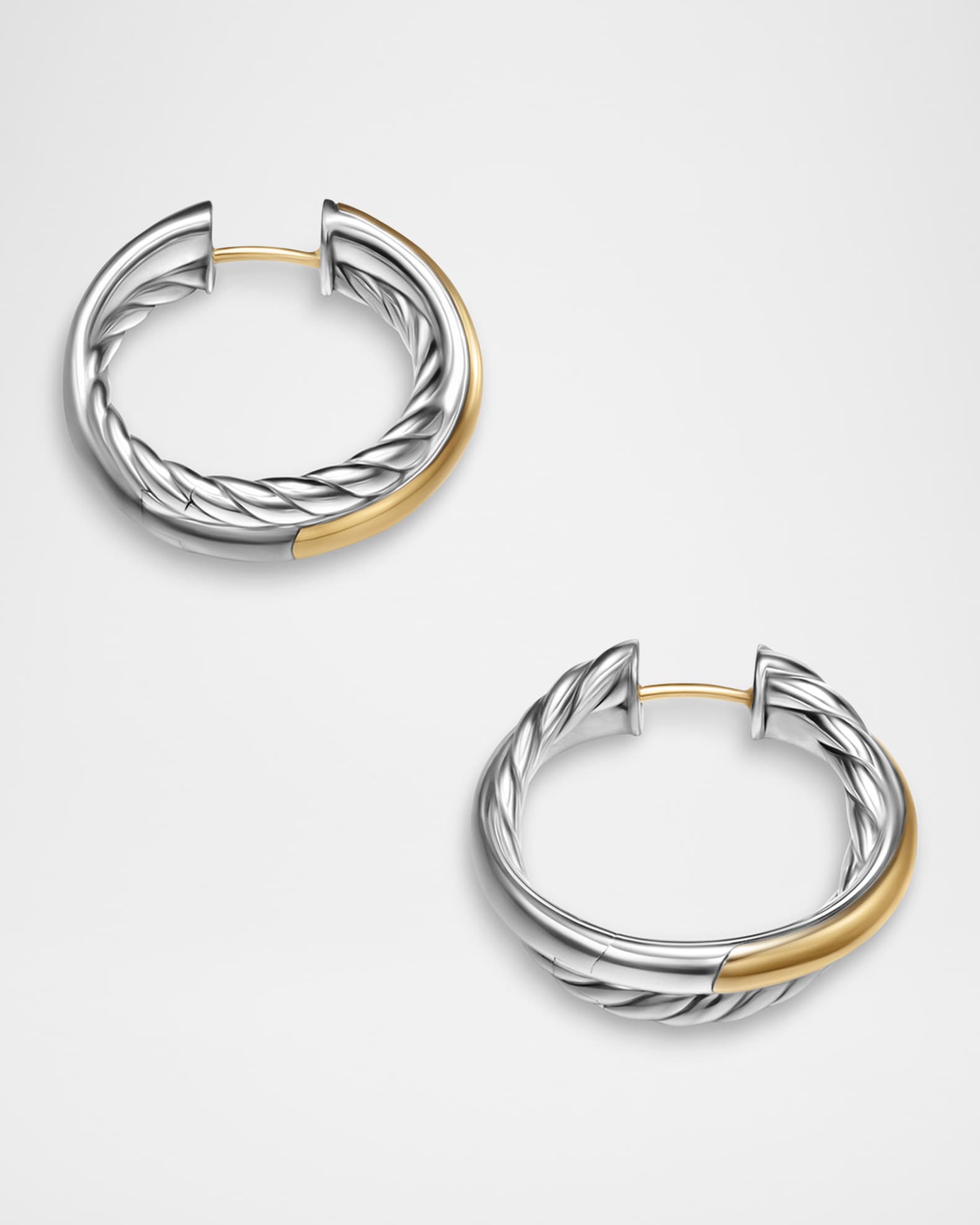 David Yurman 7mm DY Crossover Hoop Earrings in Silver | Neiman Marcus