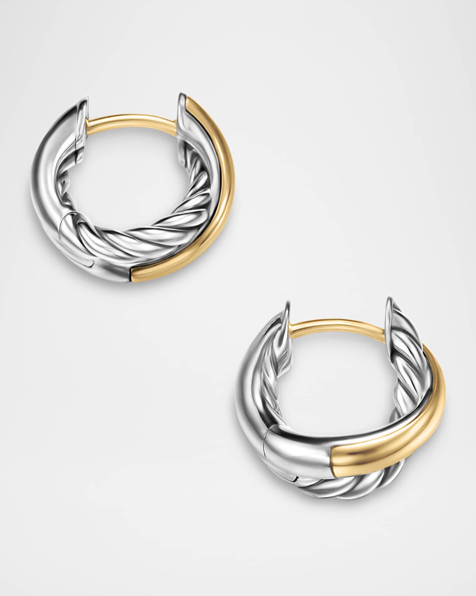 David Yurman 5mm DY Crossover Huggie Hoop Earrings in Silver | Neiman ...