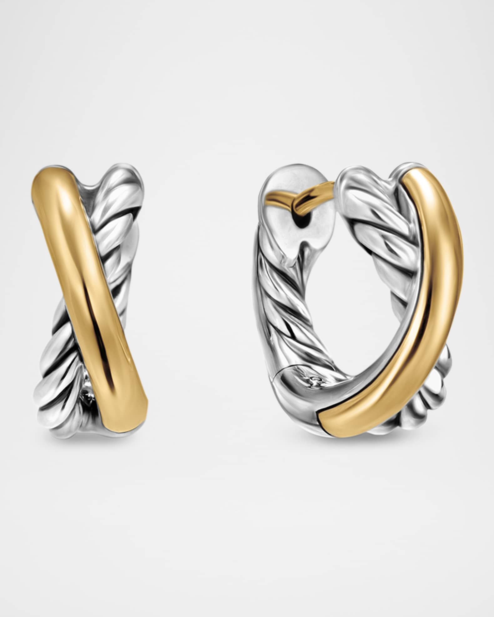 David Yurman 5mm DY Crossover Huggie Hoop Earrings in Silver | Neiman ...