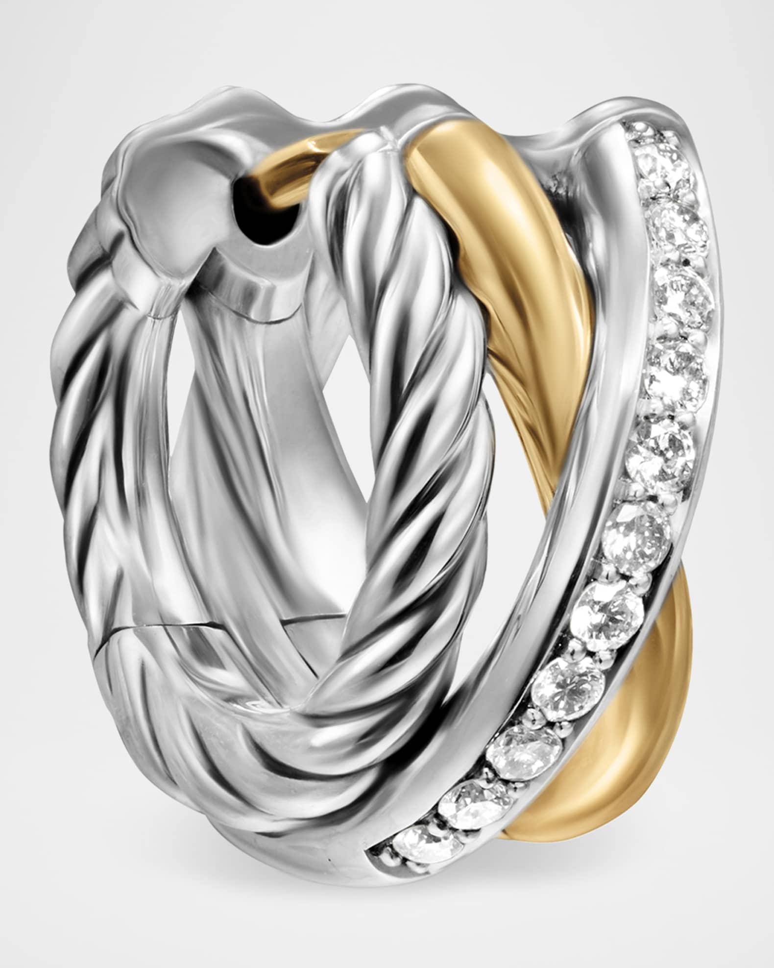 David Yurman 7mm DY Crossover 3-Row Huggie Hoop Earrings in Silver ...