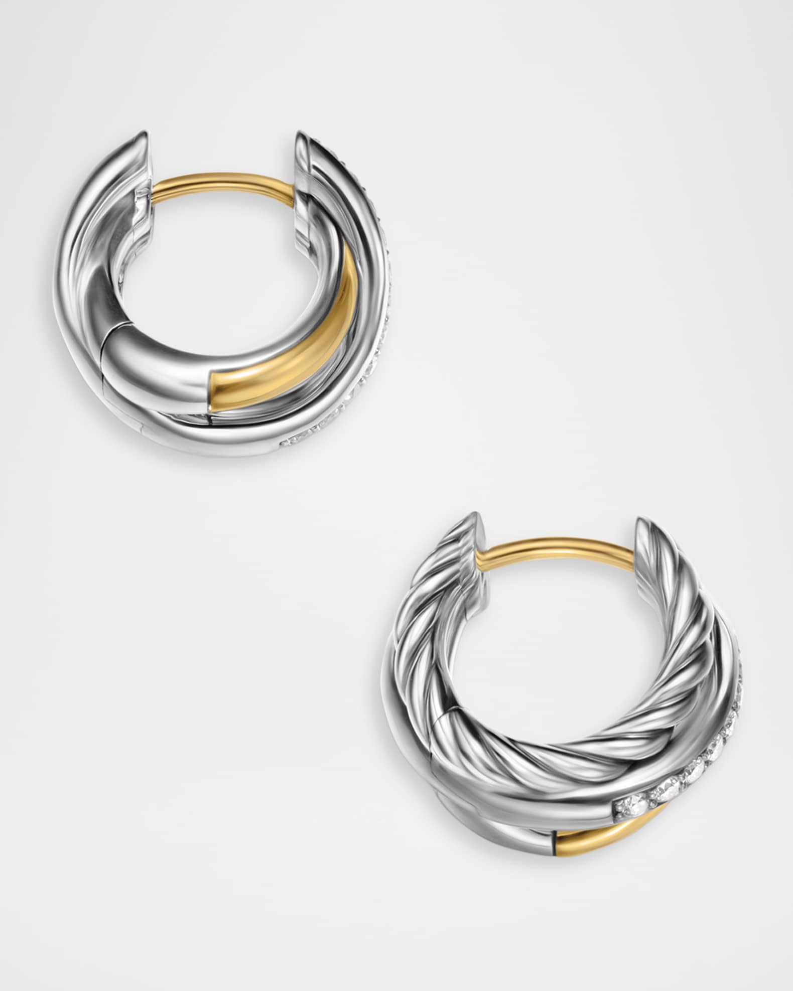 David Yurman 7mm DY Crossover 3-Row Huggie Hoop Earrings in Silver ...