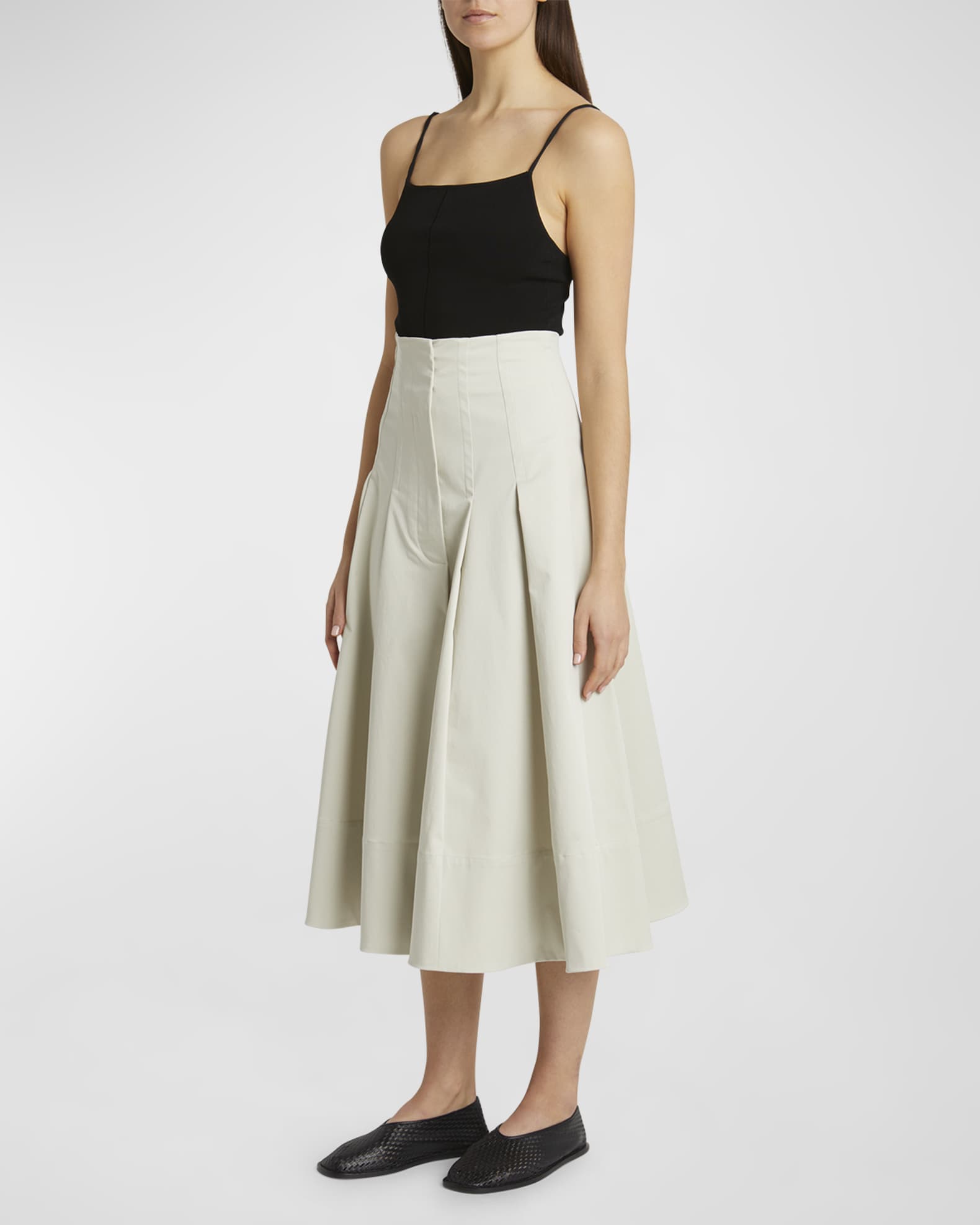 Proenza Schouler Moore Pleated Organic Cotton Twill Suiting Midi Skirt ...