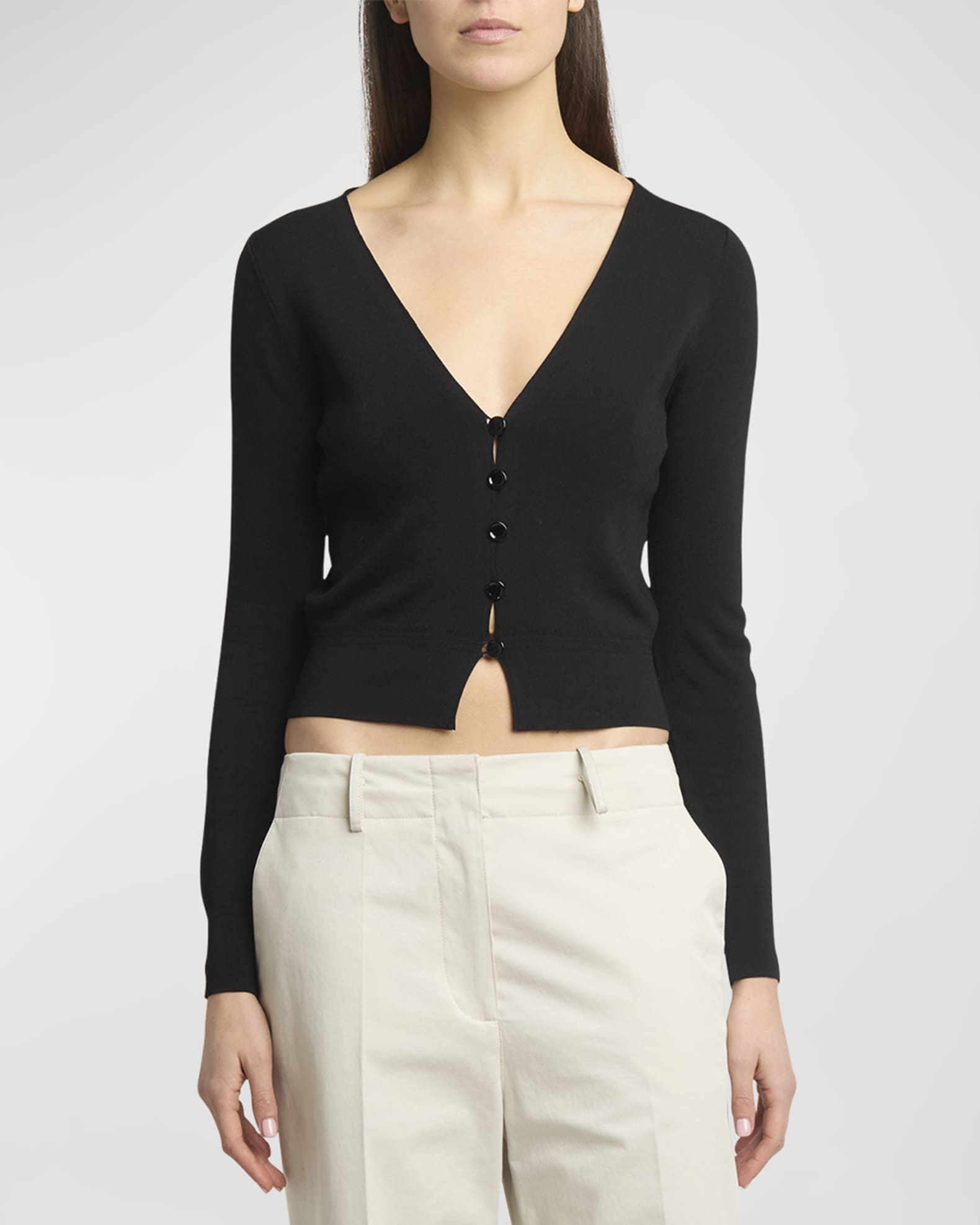 Proenza Schouler Addie V-Neck Silk Viscose Cardigan | Neiman Marcus