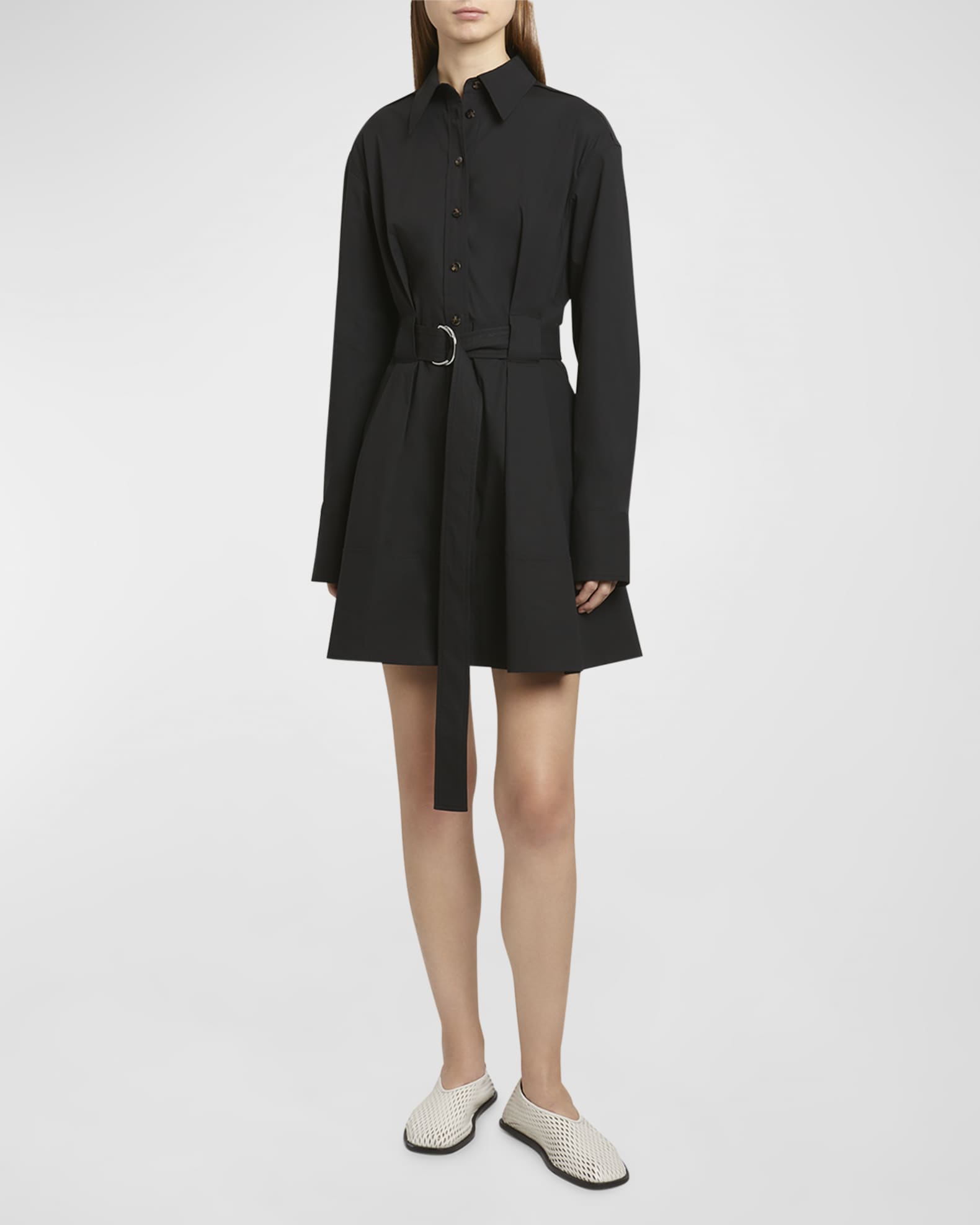 Viola Compact Poplin Mini Shirtdress | Neiman Marcus