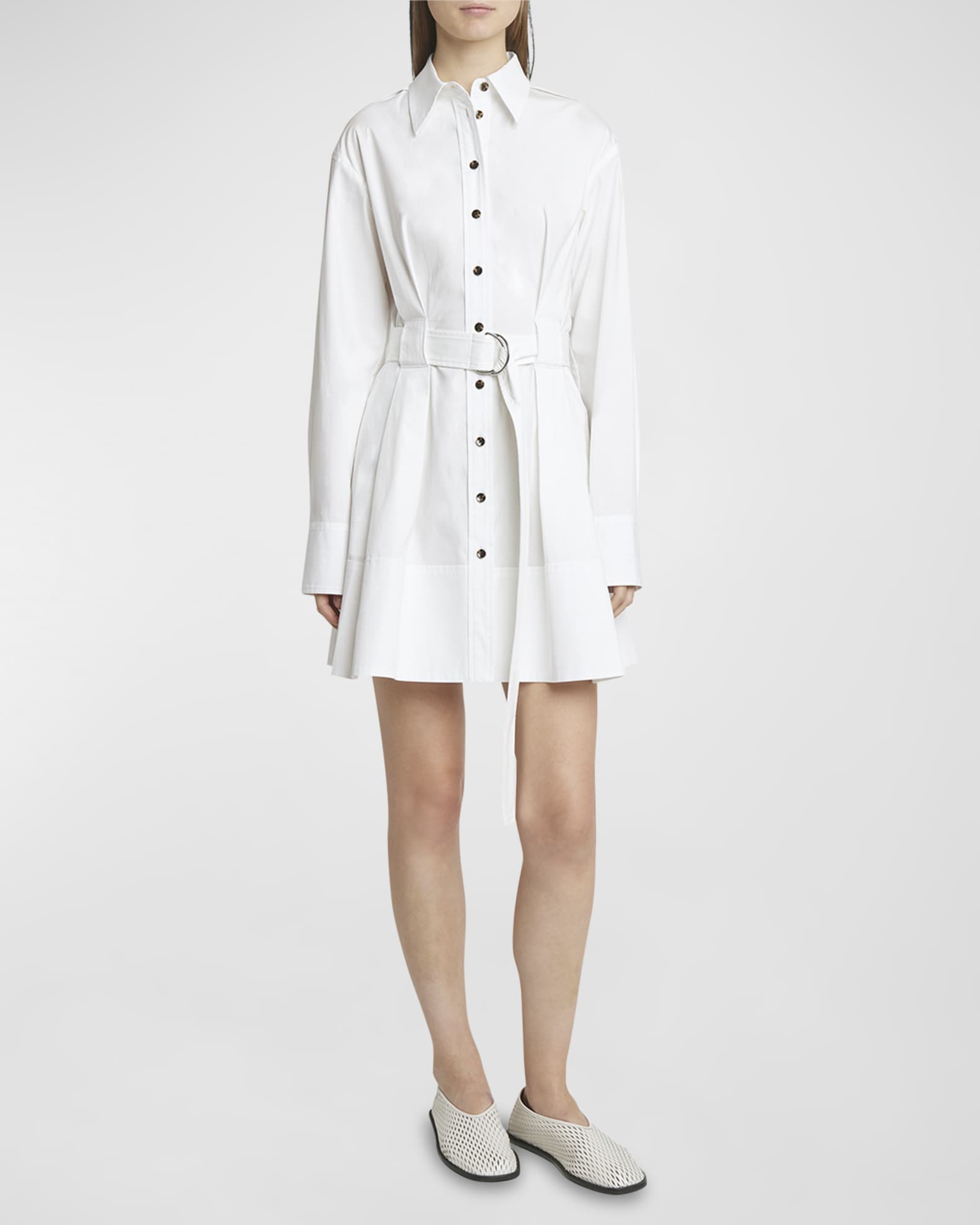 Proenza Schouler Viola Compact Poplin Mini Shirtdress | Neiman Marcus