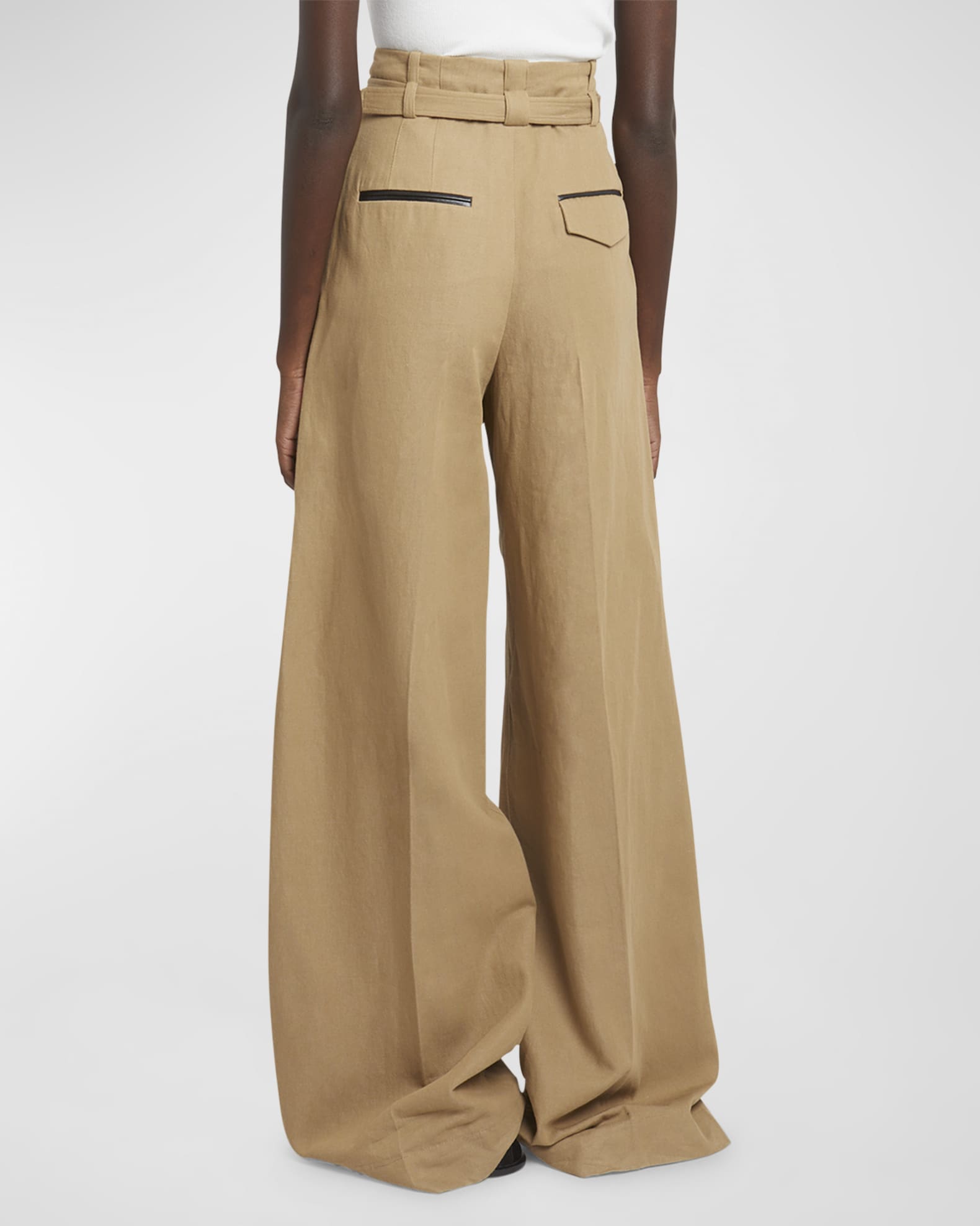 Proenza Schouler Dana Belted Cotton-Blend Suiting Puddle Pants | Neiman ...