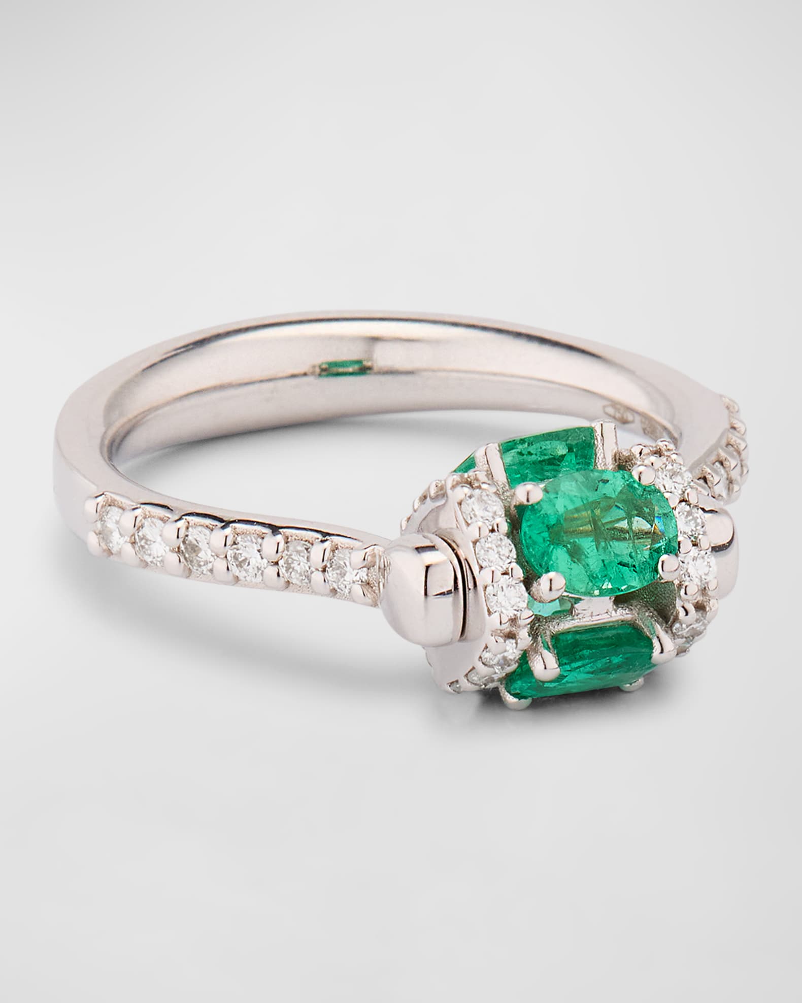 Miseno Procida 18K White Gold Rotating Emerald and Diamond Ring | Neiman Marcus