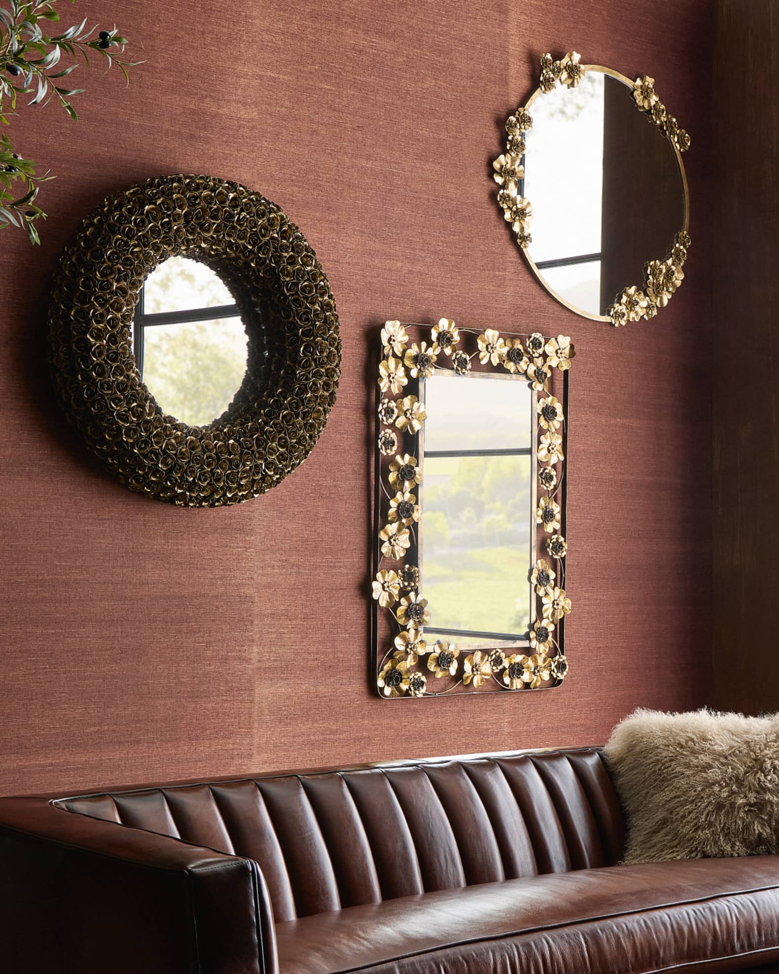 Neiman Marcus Round Floral Mirror | Neiman Marcus