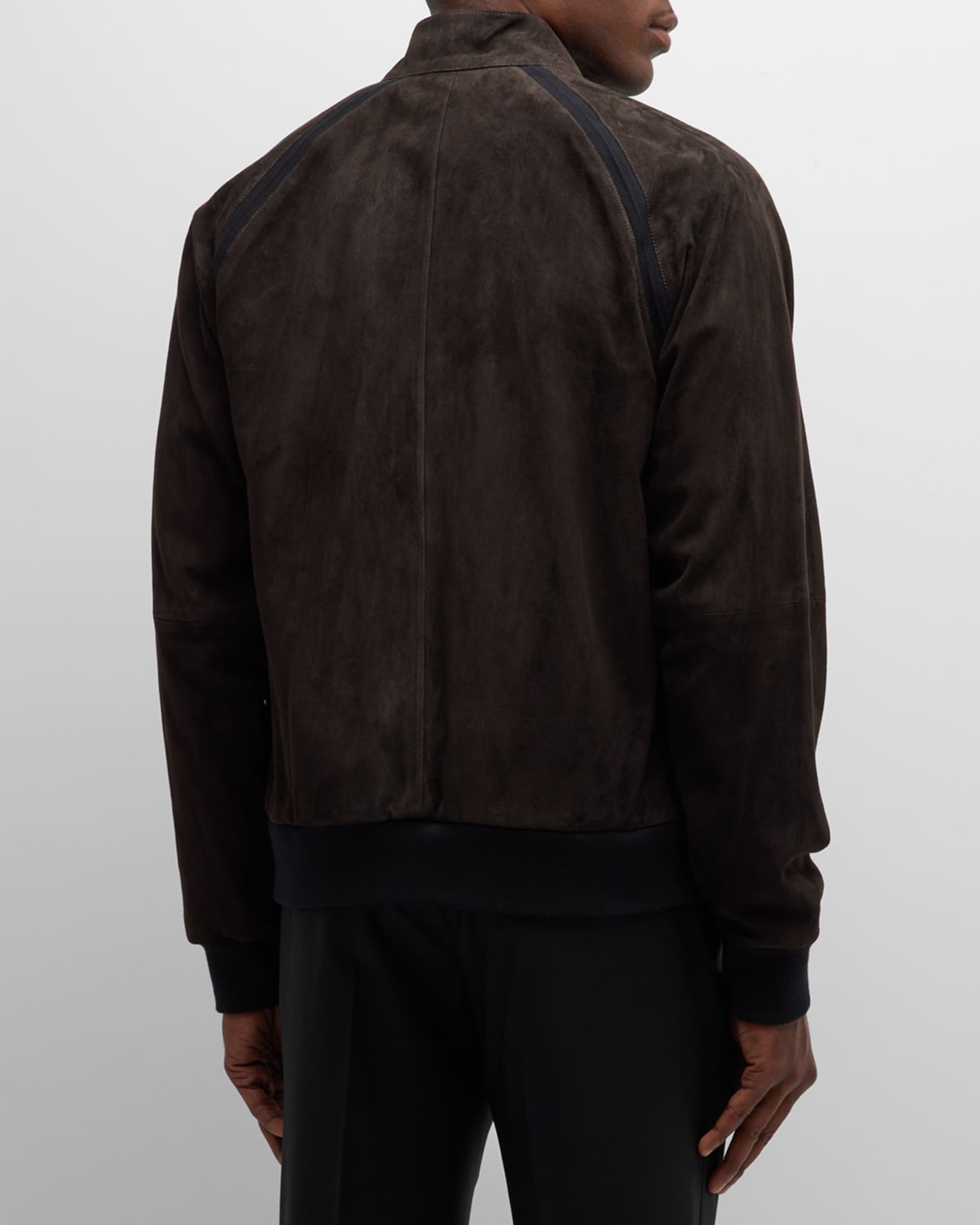 Giorgio Armani Men's Suede Full-Zip Bomber Jacket | Neiman Marcus