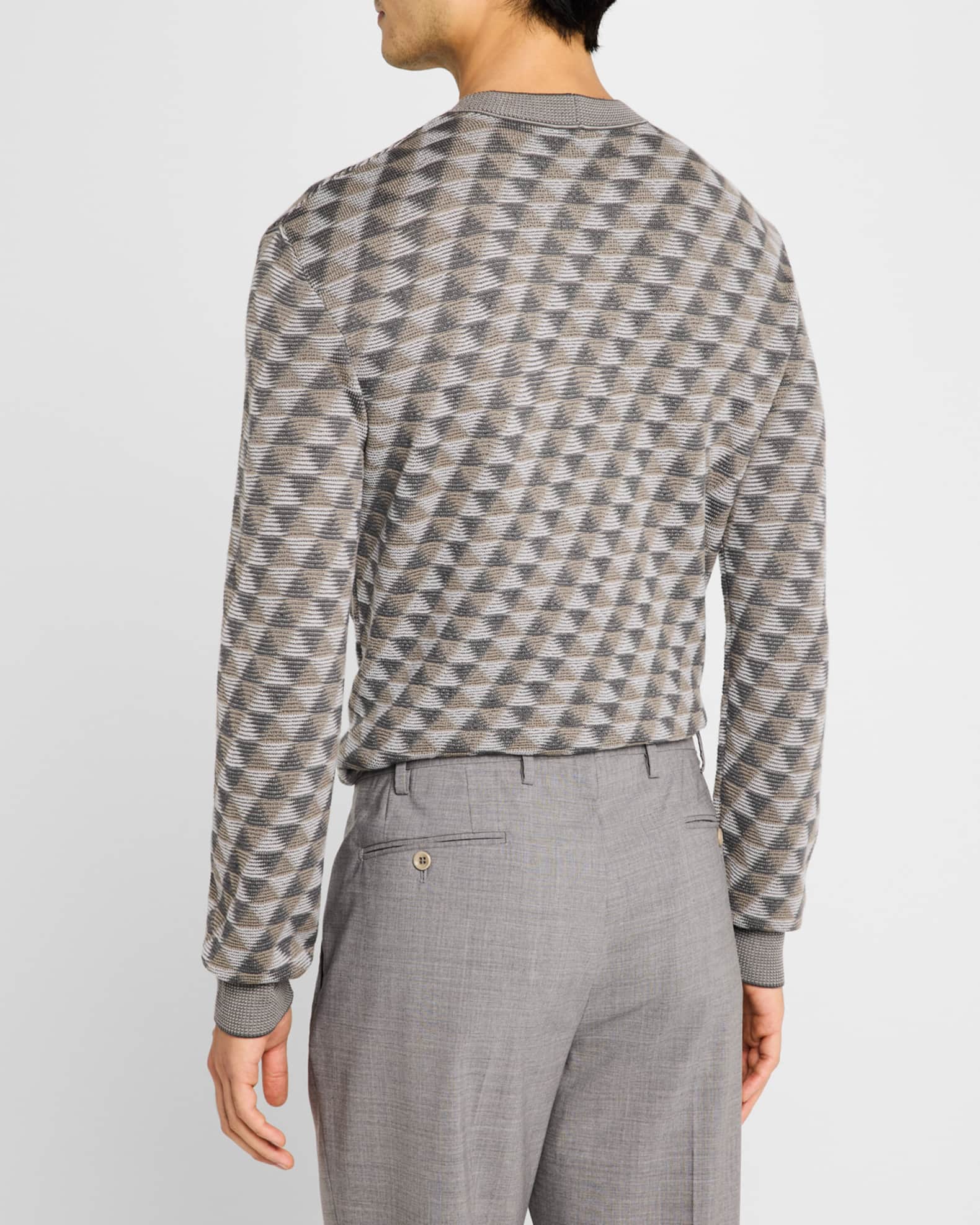 Giorgio Armani Men's Tricolor Triangle Wool Sweater | Neiman Marcus