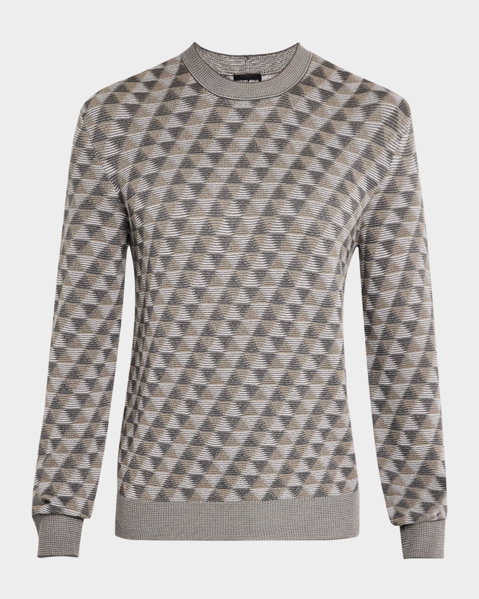 Giorgio Armani Men's Tricolor Triangle Wool Sweater | Neiman Marcus