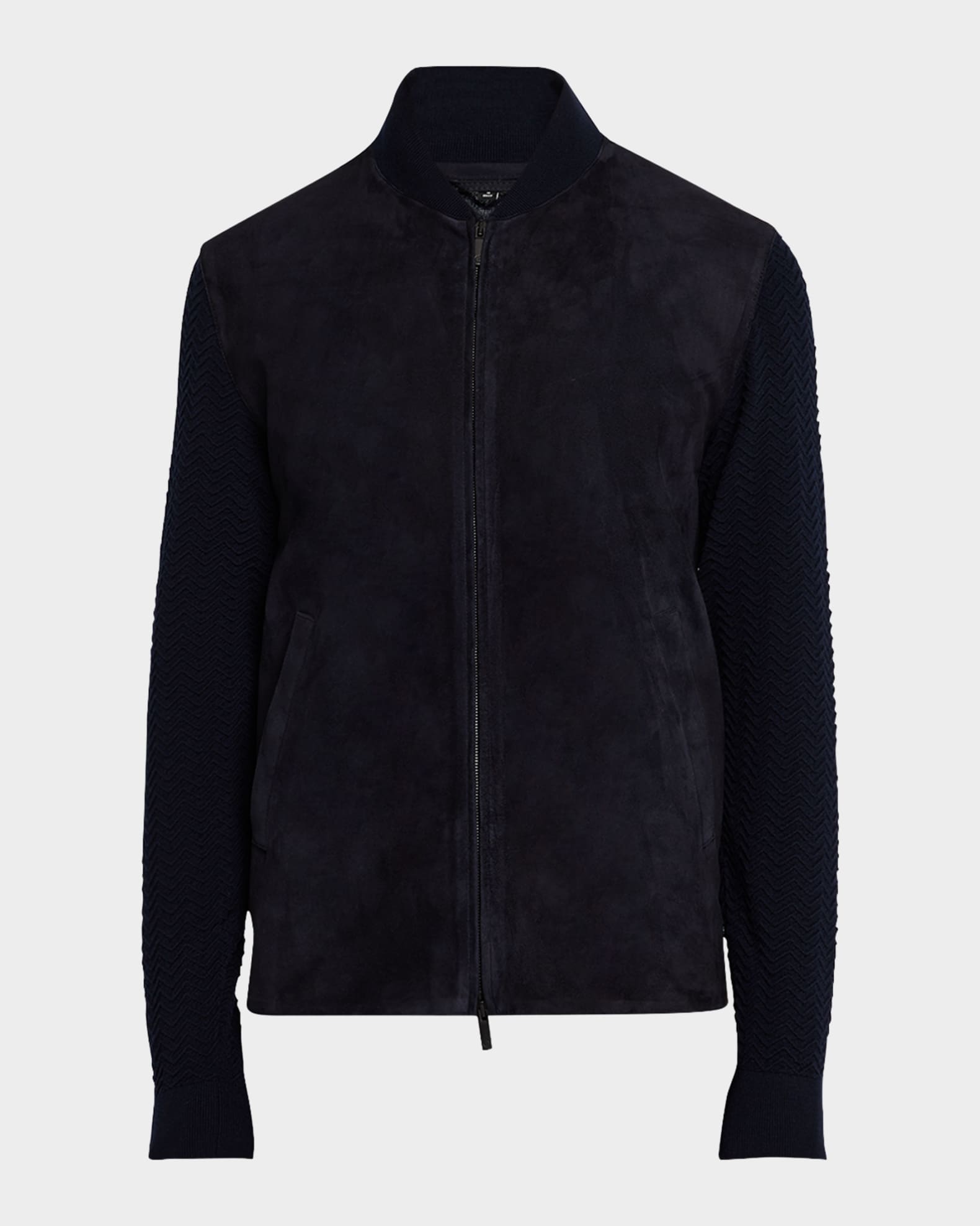 Giorgio Armani Men's Suede Fabric Mix Bomber Jacket | Neiman Marcus