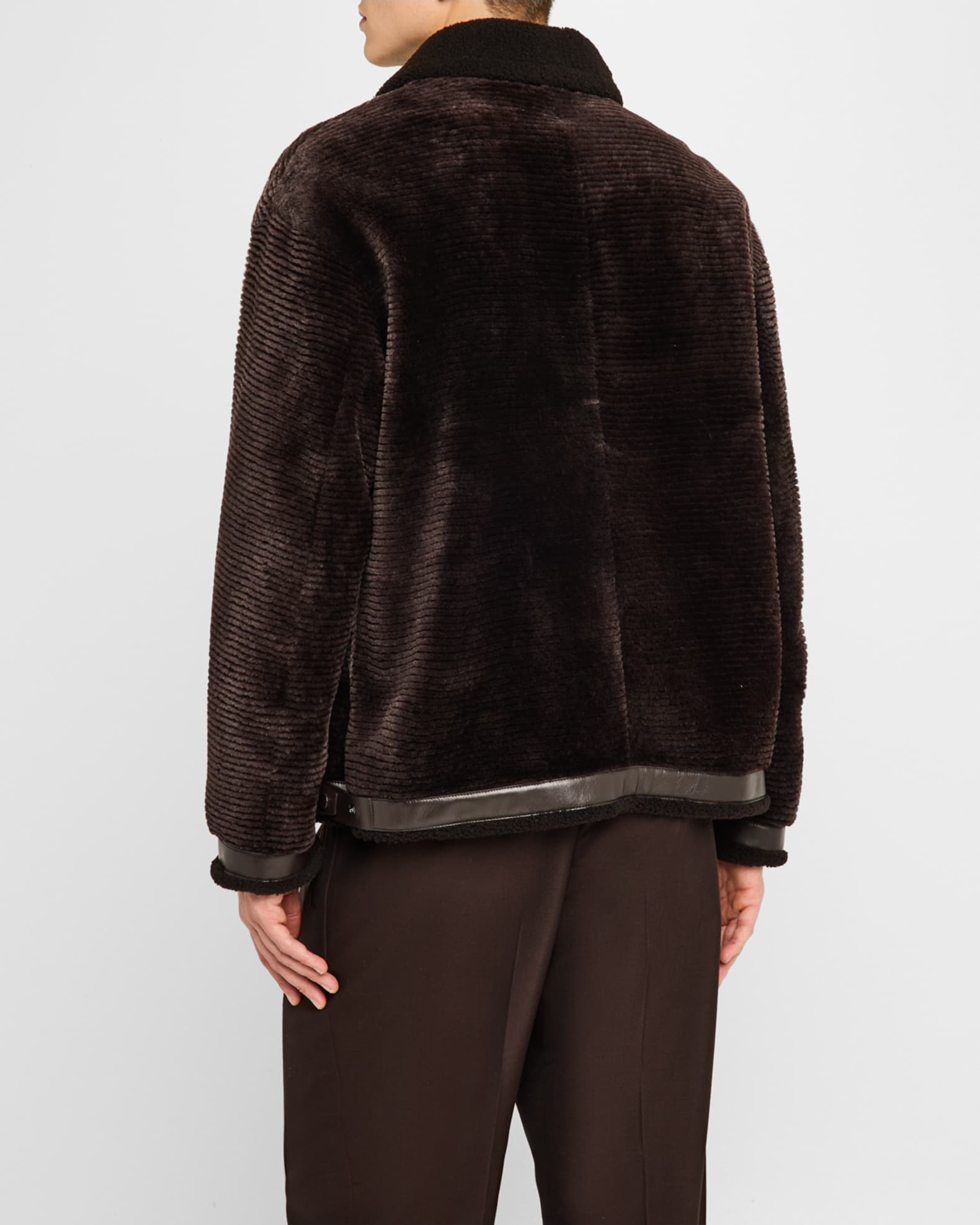 Giorgio Armani Men's Horizontal Effect Shearling Blouson Jacket ...