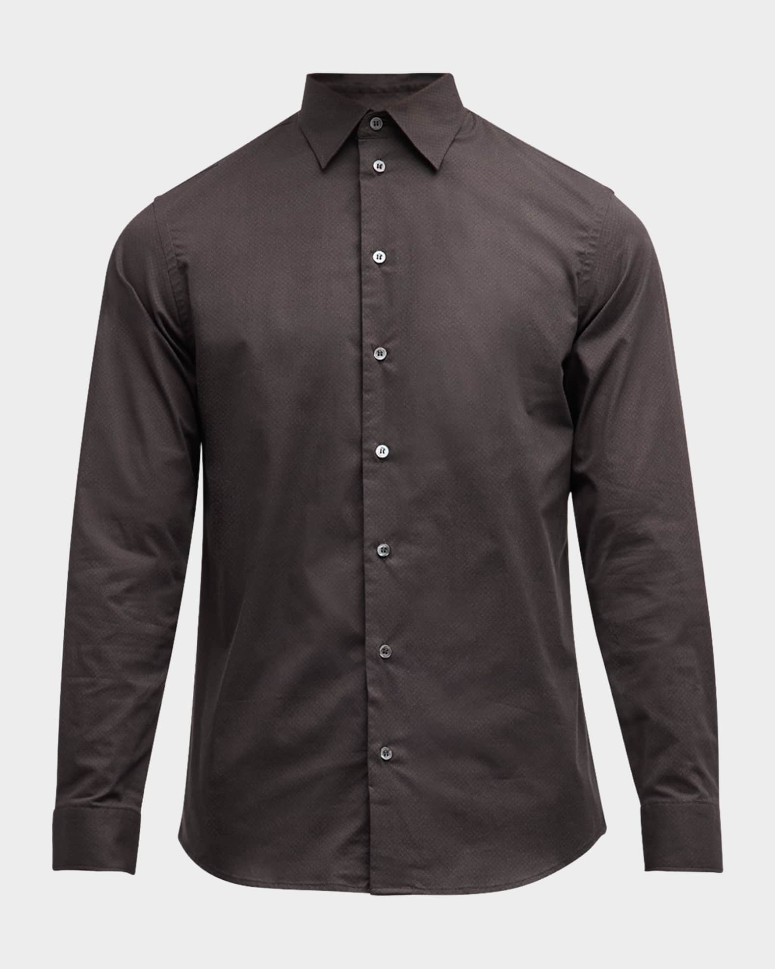 Emporio Armani Men's Cotton-Stretch Tonal Geometric Sport Shirt ...