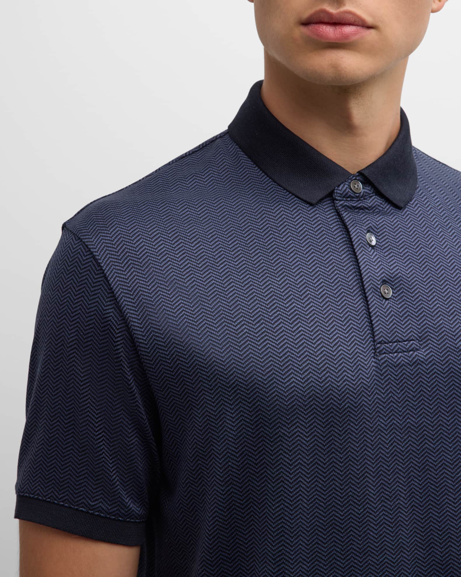 Emporio Armani Men's Micro-Chevron Polo Shirt | Neiman Marcus
